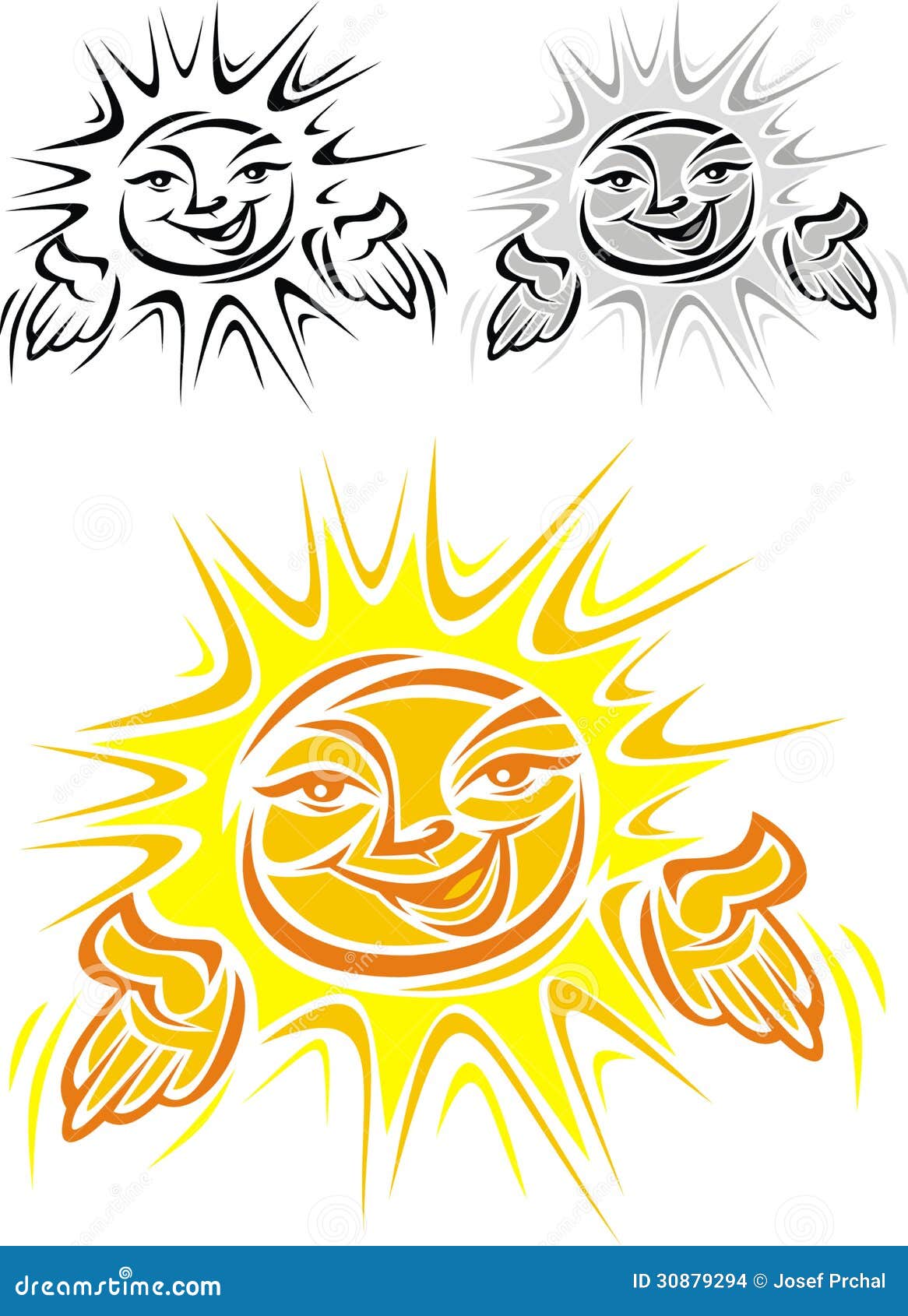 Sol som ler symbol vektor illustrationer. Illustration av väder - 30879294