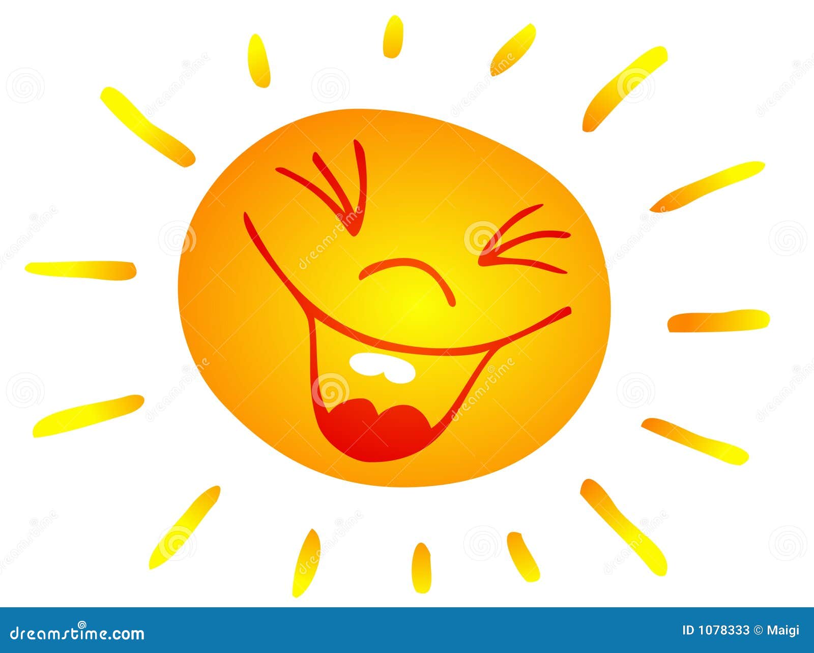 Sol sonriente ilustración del vector. Ilustración de calor - 1078333