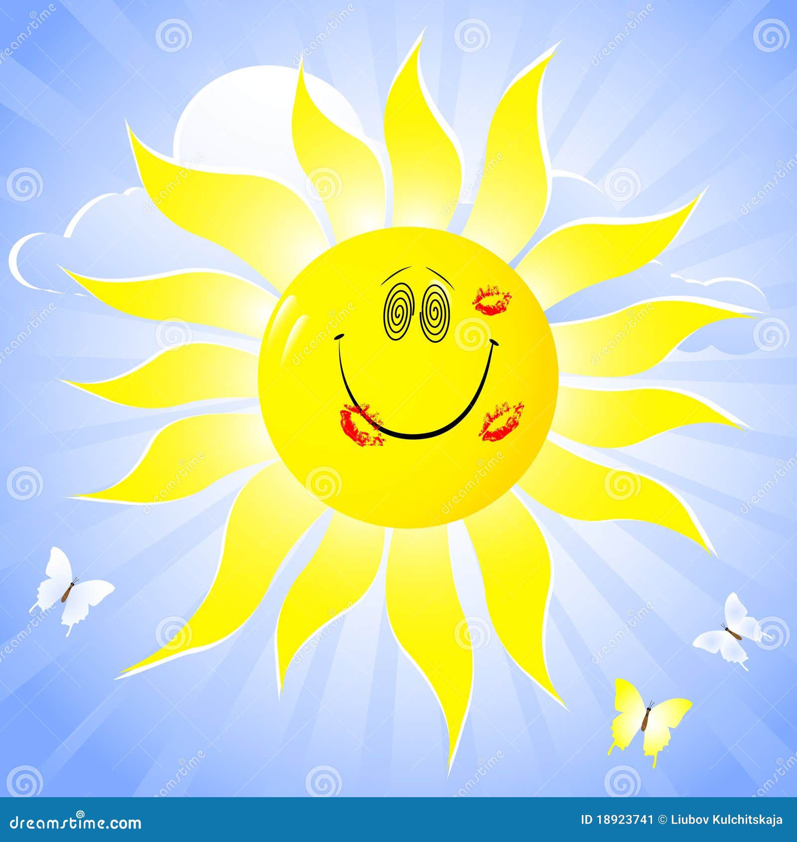 Sol sonriente. ilustración del vector. Ilustración de brillante - 18923741