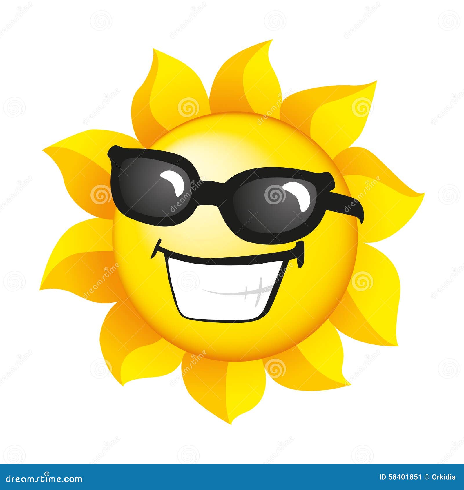 Sol sonriente ilustración del vector. Ilustración de verano - 58401851
