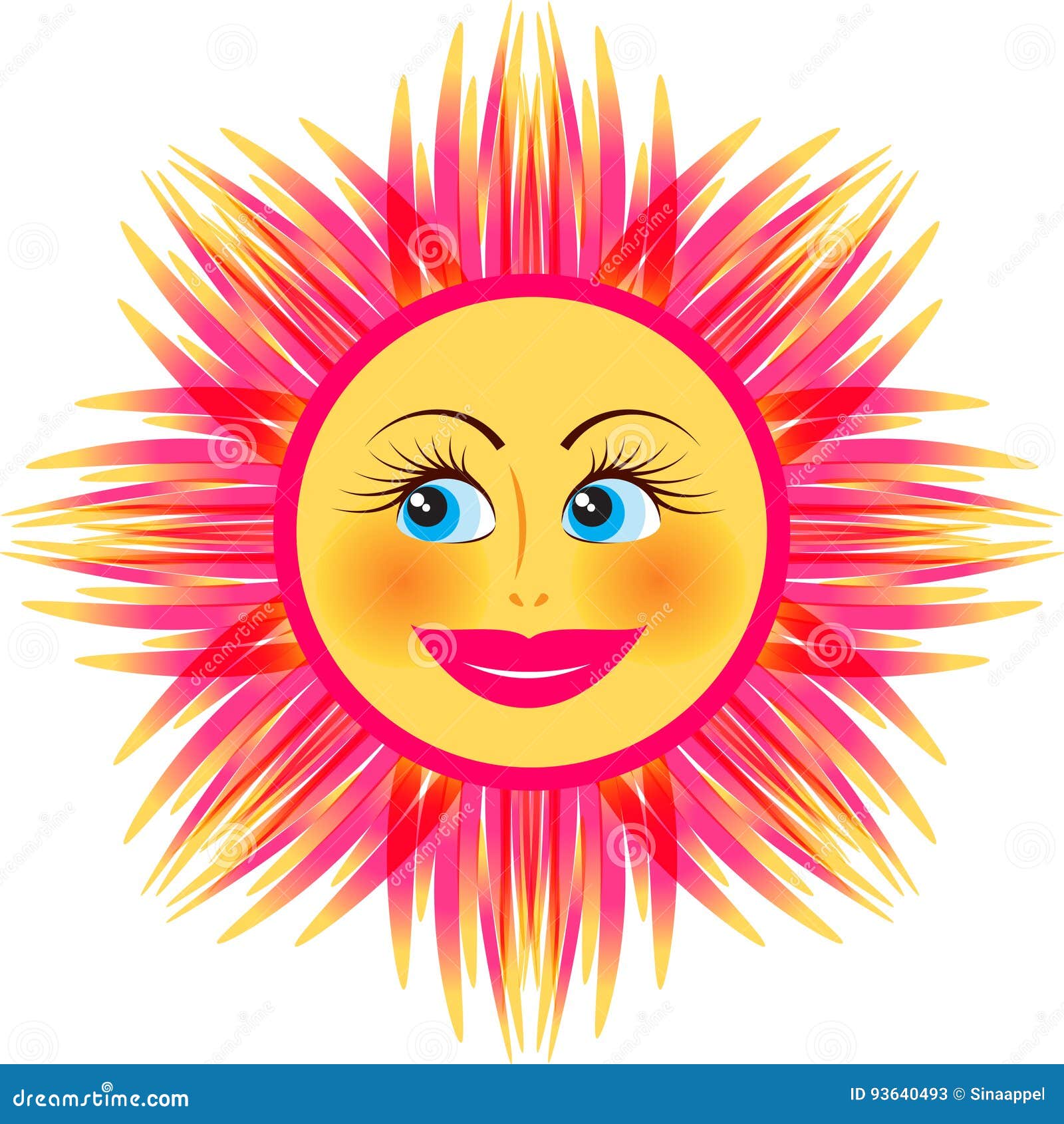Sol sonriente brillante ilustración del vector. Ilustración de rosa ...