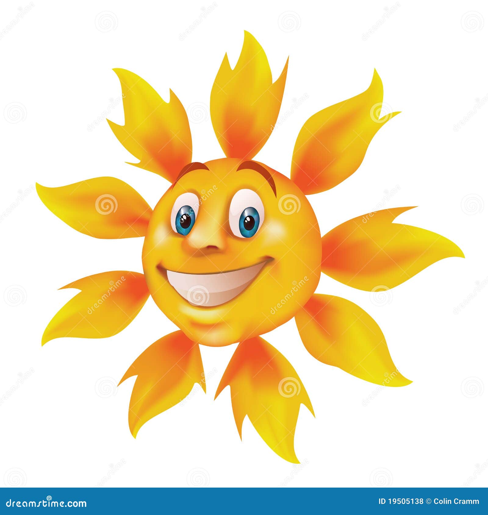 Sol Sonriente De La Historieta Ilustración del Vector - Ilustración de ...