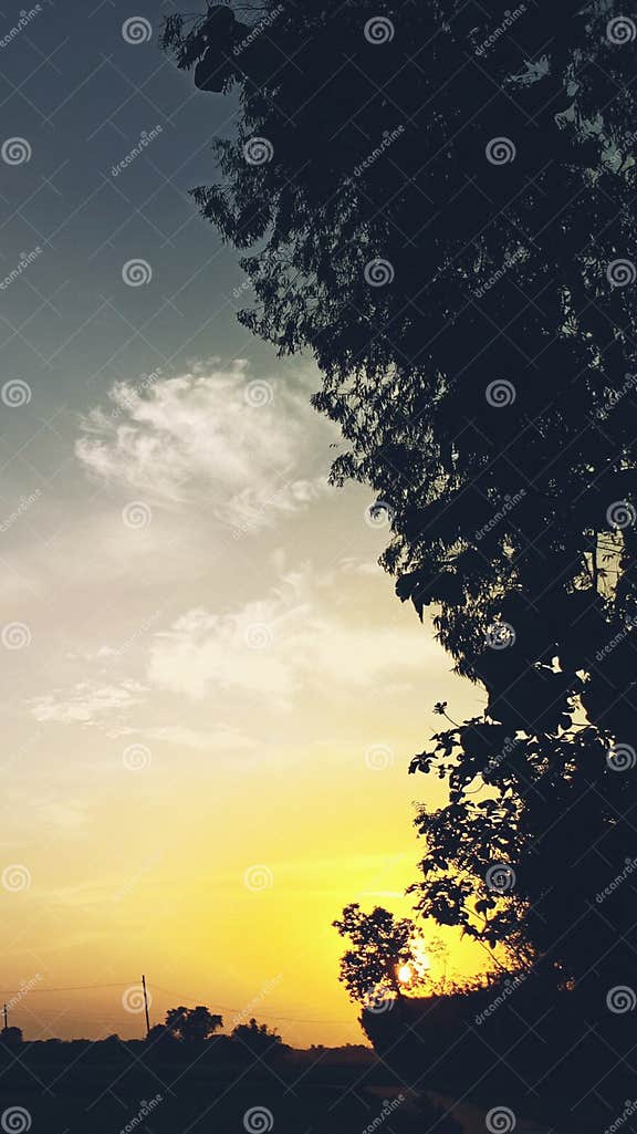 Sol triste foto de stock. Imagem de céu, horizonte, amarelo - 185111348