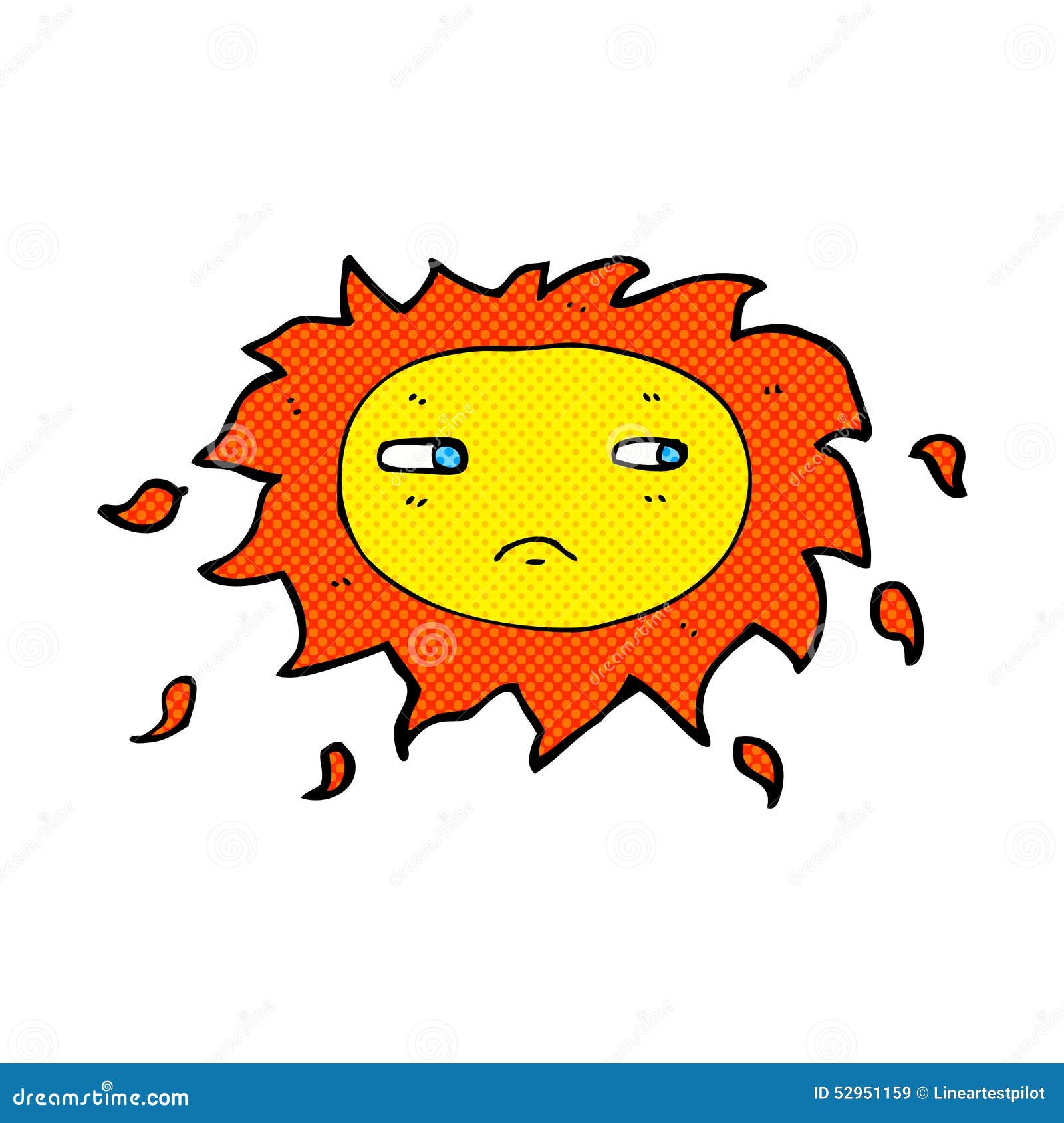 Sol Triste Dos Desenhos Animados Cômicos Ilustração Stock - Ilustração ...