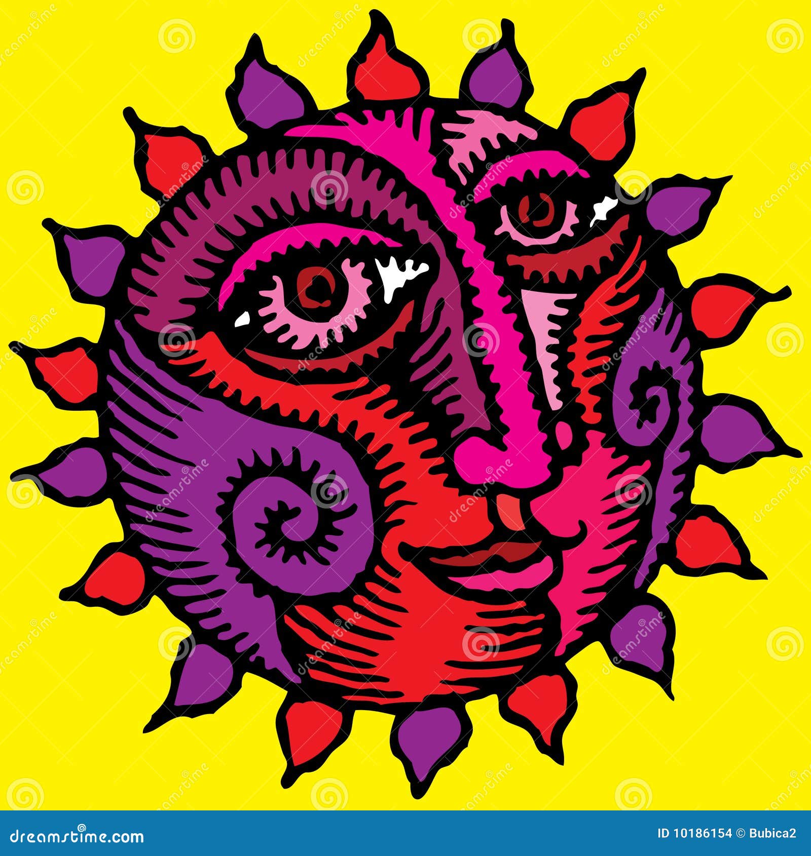Sol Violeta En Fondo Amarillo Ilustración del Vector - Ilustración de ...