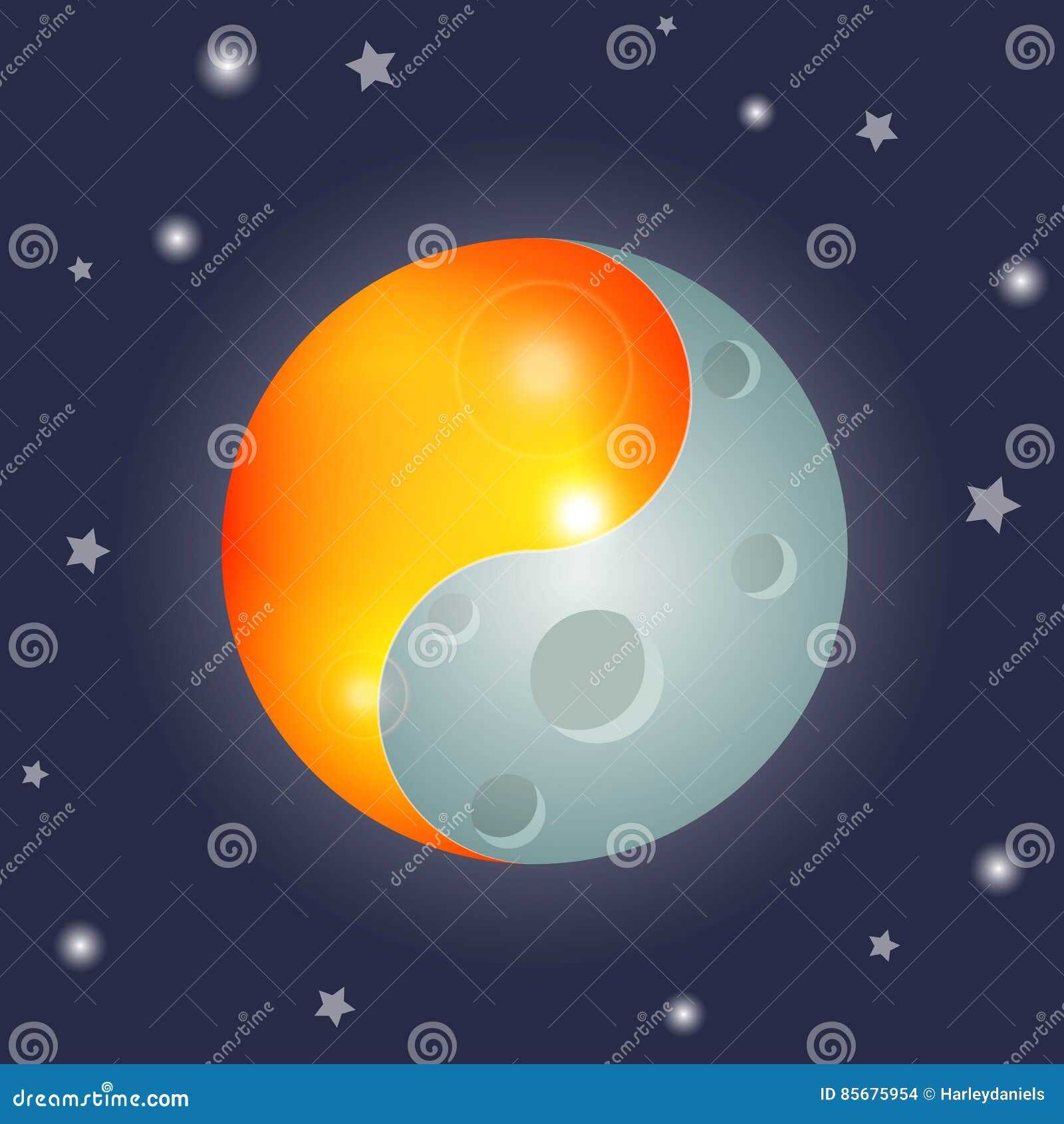 Sol Y Luna, Equinoccio De Yin Y De Yang Ilustración del Vector ...