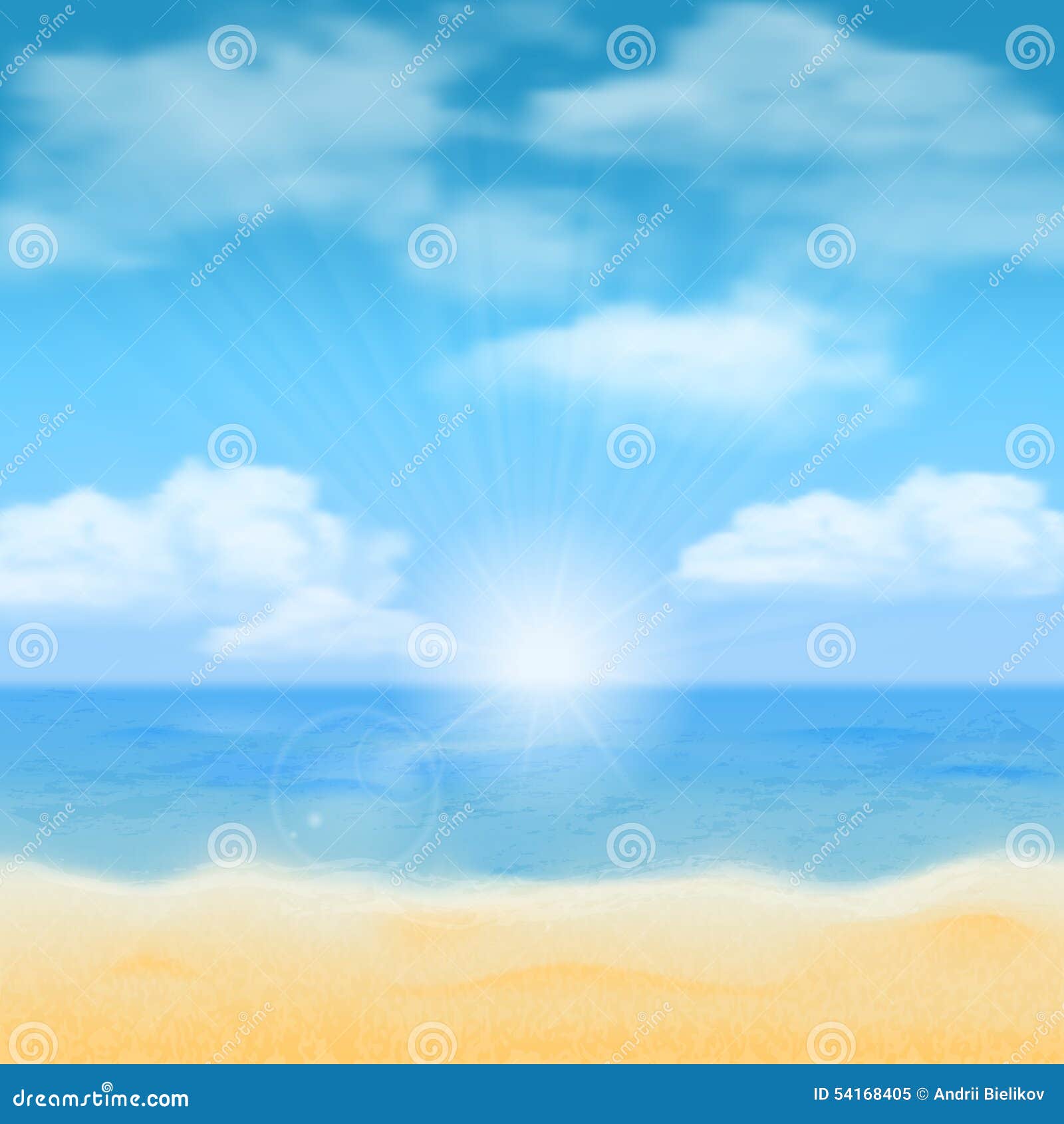 Sol y mar de la playa ilustración del vector. Ilustración de resto ...