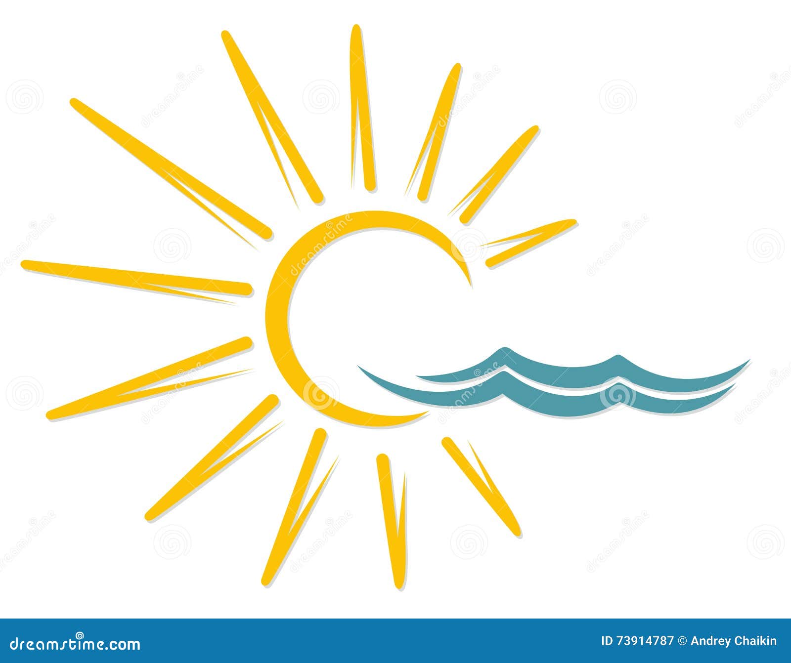 Sol y mar del logotipo ilustración del vector. Ilustración de onda ...