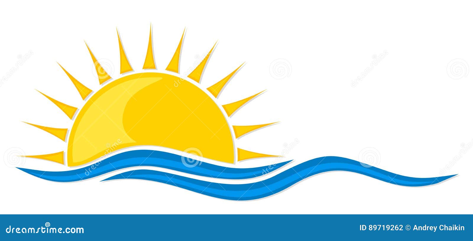 Sol y mar del logotipo ilustración del vector. Ilustración de insignia ...