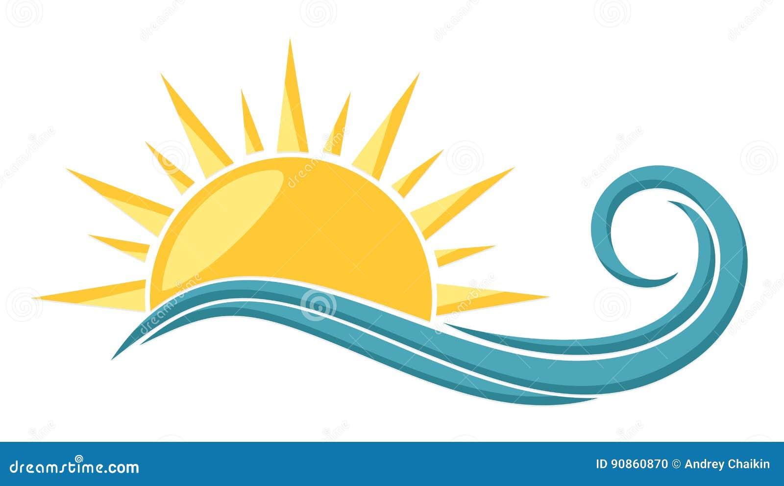 Sol y mar del logotipo ilustración del vector. Ilustración de onda ...