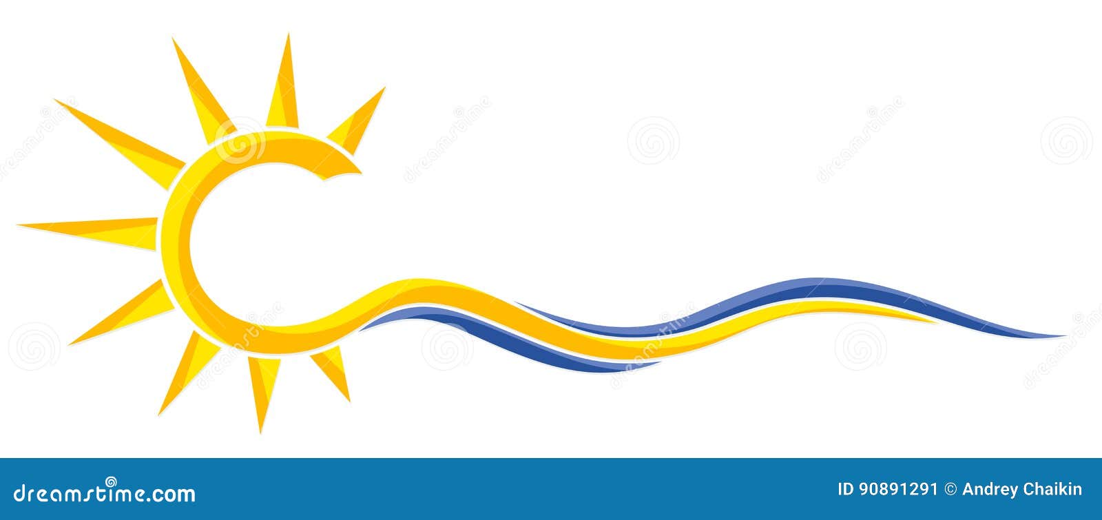 Sol y mar del logotipo ilustración del vector. Ilustración de cubo ...