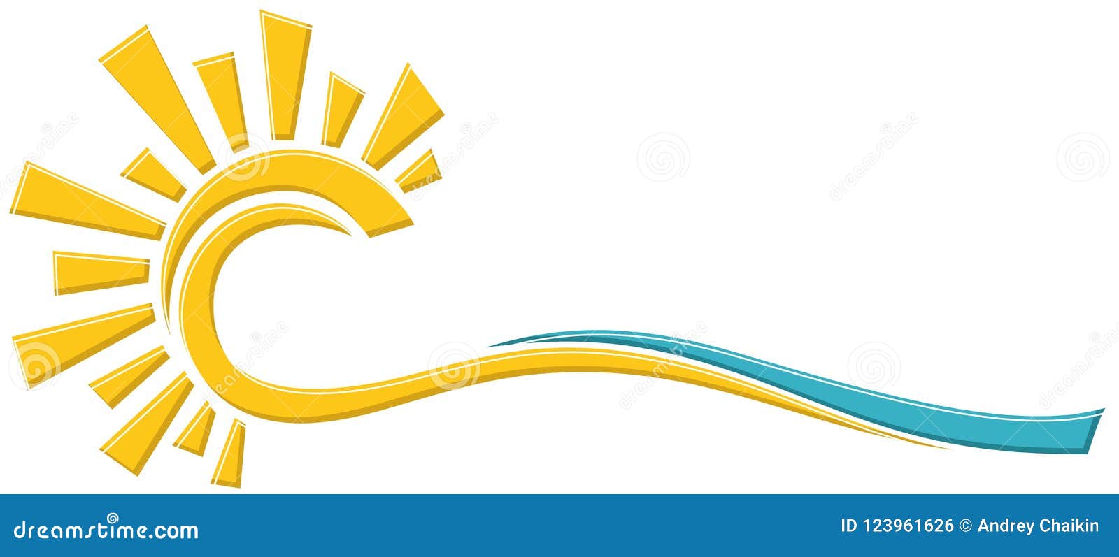 Sol y mar del símbolo ilustración del vector. Ilustración de océano ...