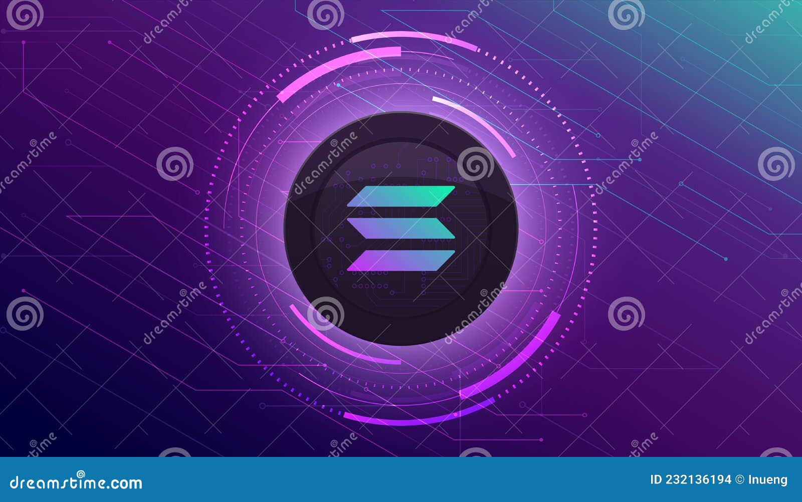 Solana Coin Banner. SOL Coin Cryptocurrency Concept Banner Background ...