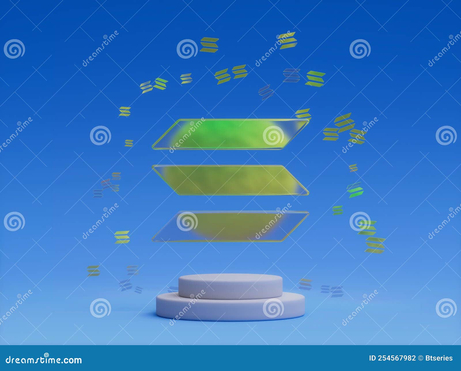 Solana Crypto Podium Platform Abstract Minimal Showcase 3D Illustration ...
