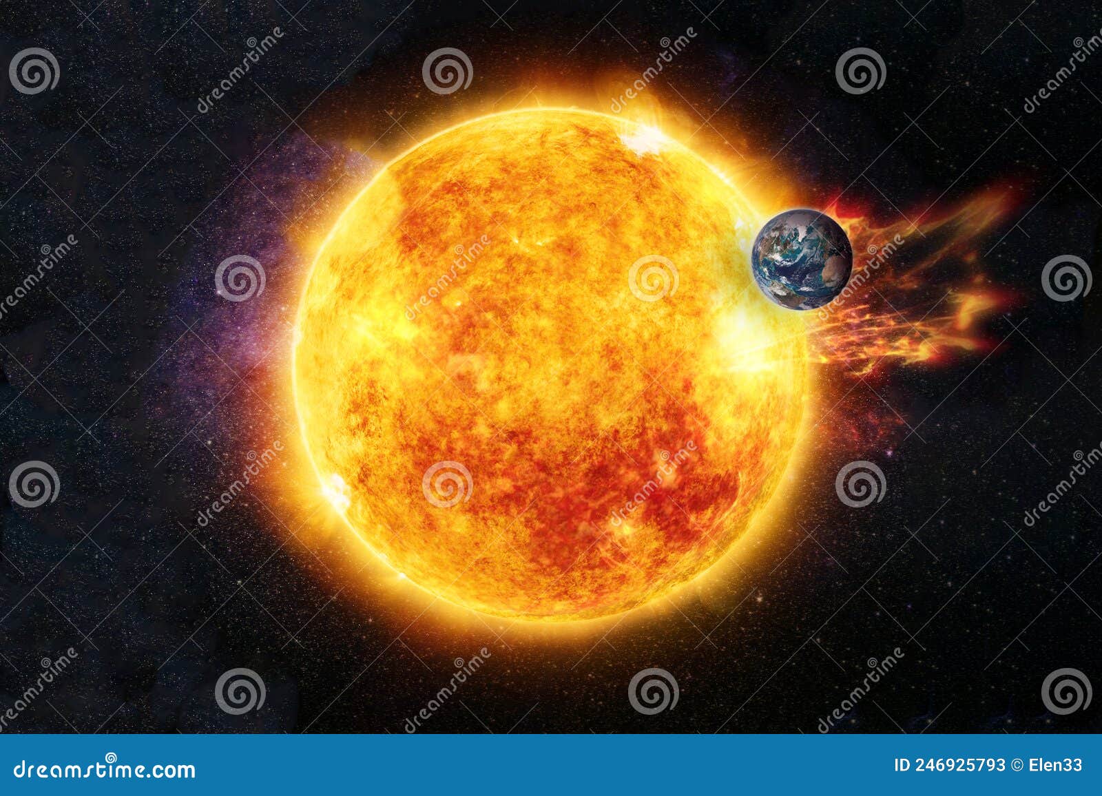 Solar Activity. Solar Flare and the Planet Earth is Under Attack Stock ...