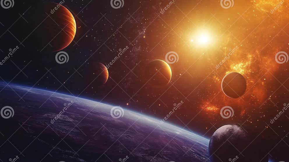 Solar Alignment with Planets Illuminated by Stellar Light Stock Photo ...
