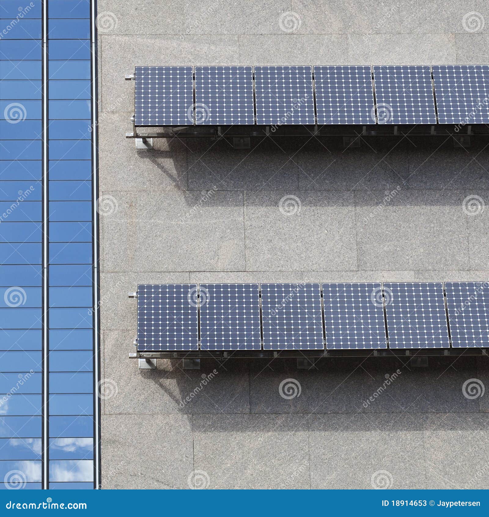 Solar Array Mounted To a Building. Stock Image - Image of power, green ...