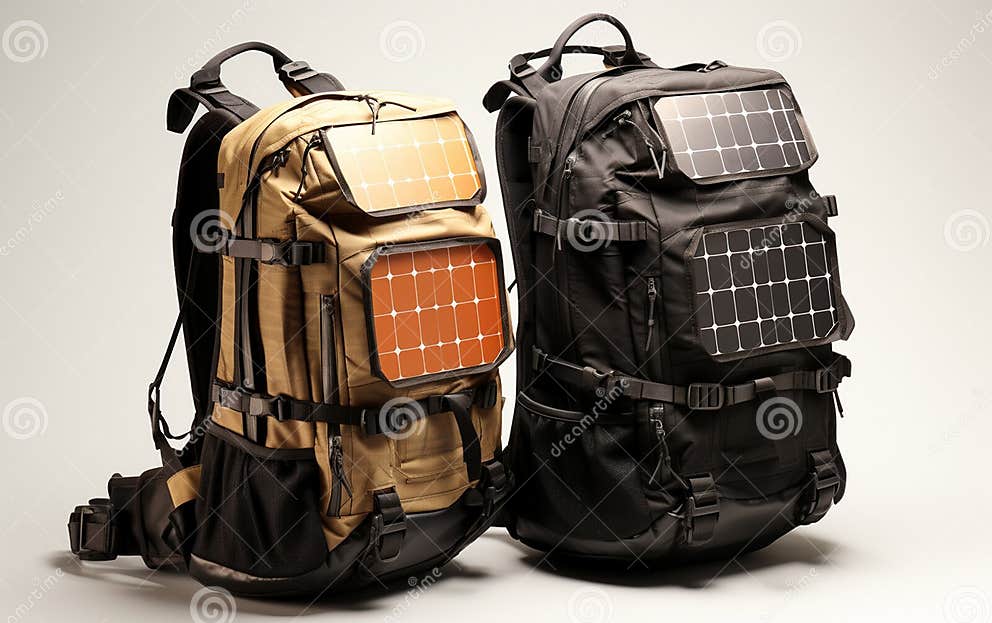 Solar Backpacks White Background -Generative Ai Stock Photo - Image of ...