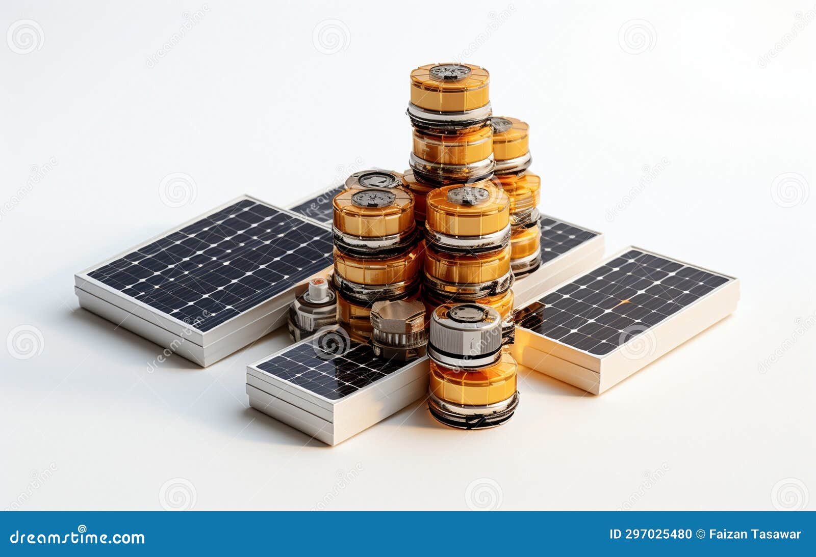Solar Batteries on a Clear Background -Generative Ai Stock Illustration ...
