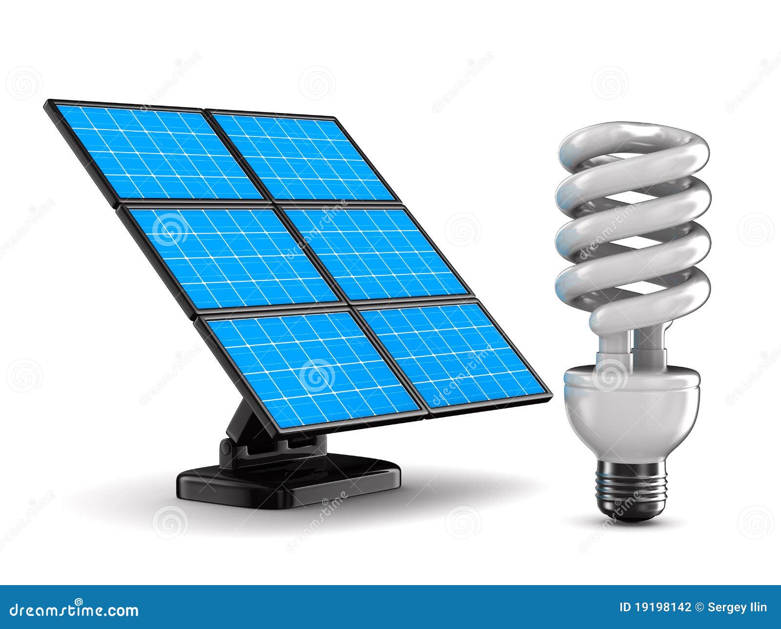 Solar Battery and Bulb on White Background Stock Illustration ...