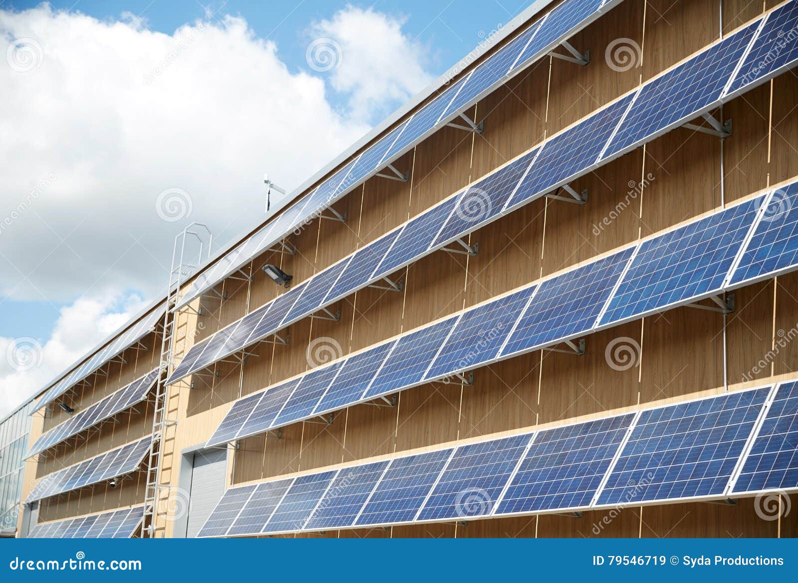 Solar Battery Panels on Building Facade Stock Image - Image of ...