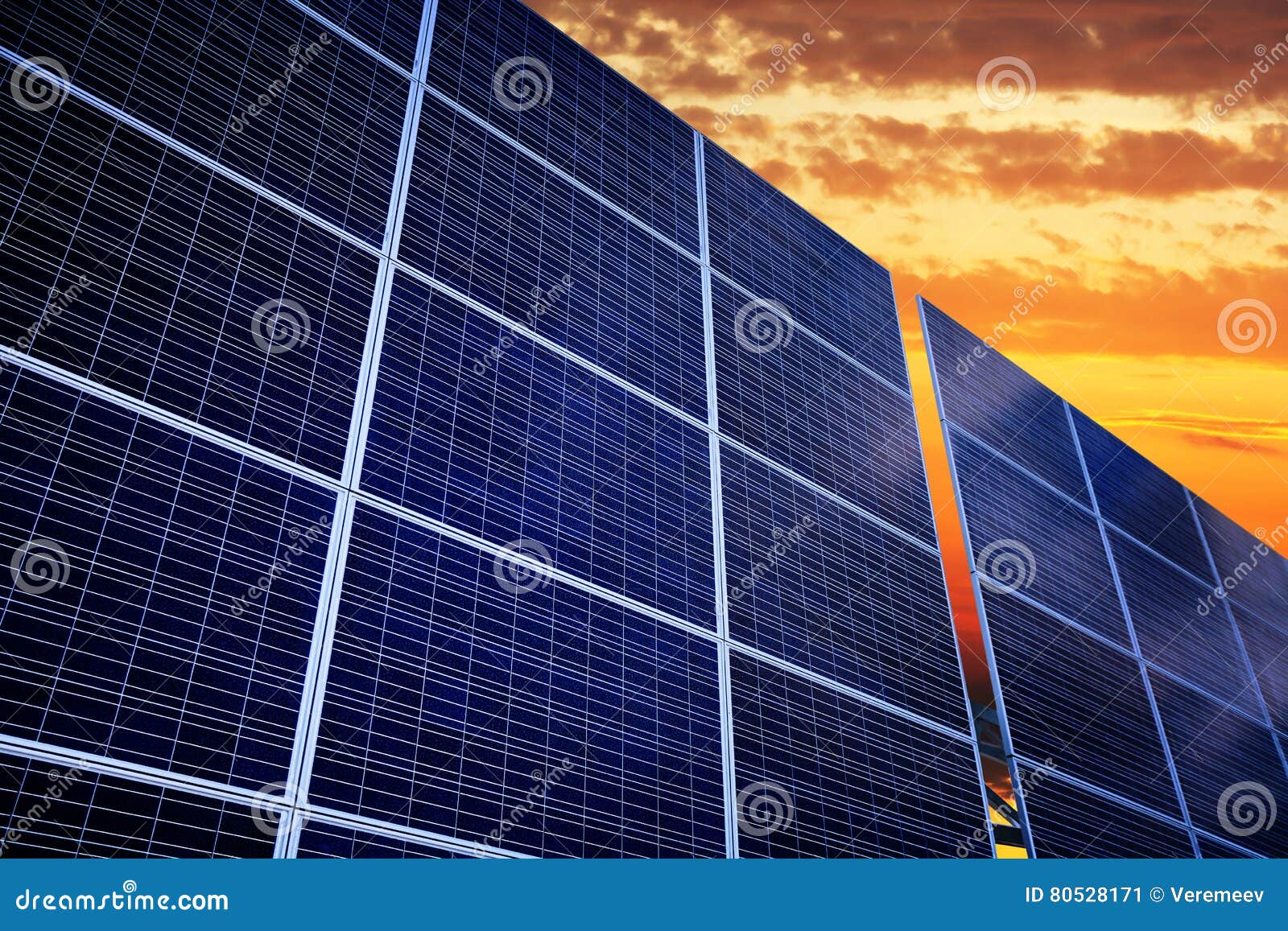 Solar Battery on a Sunset Background Stock Image - Image of conversion ...