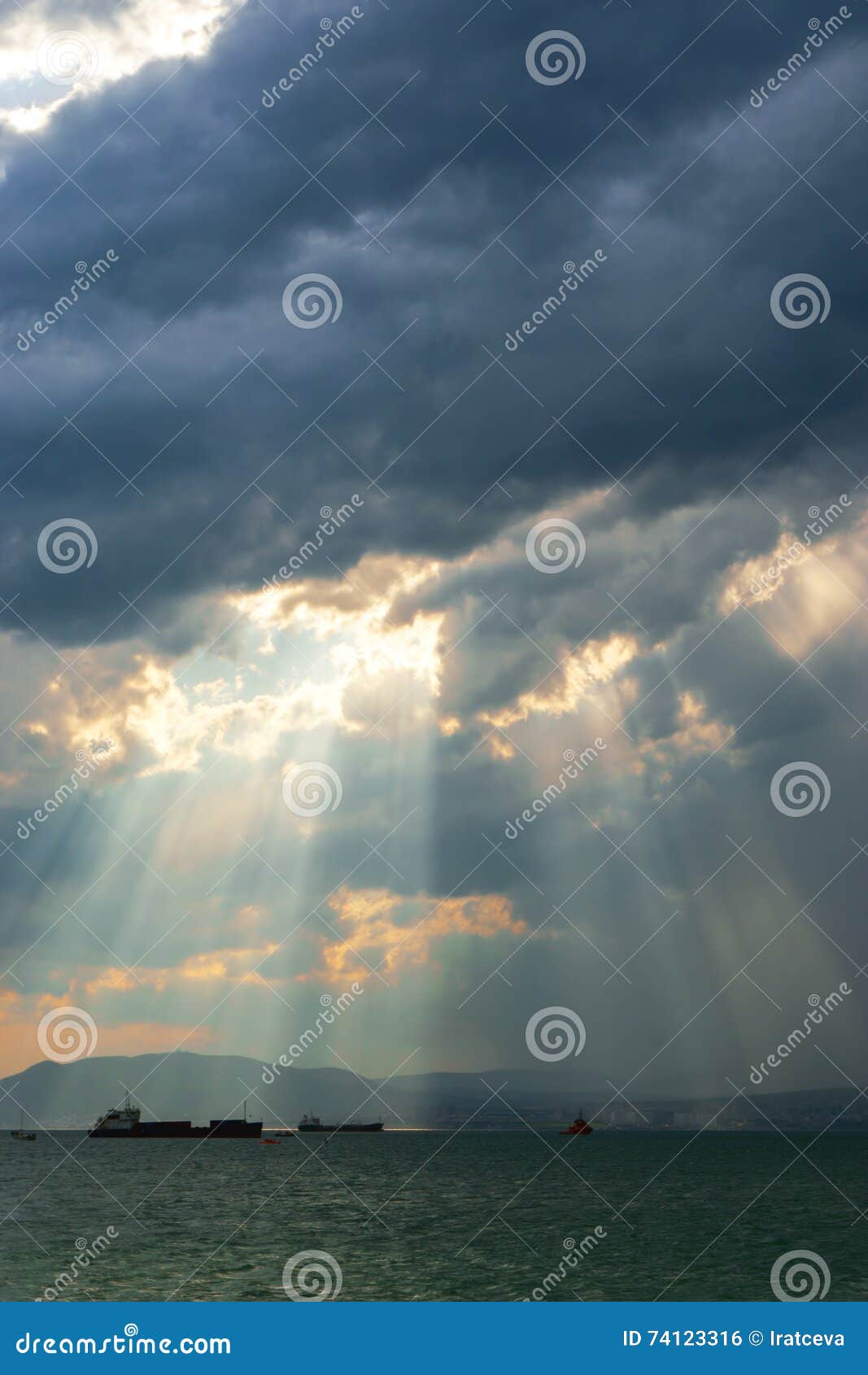 Solar Beams Breaking through Clouds Stock Photo - Image of nature ...