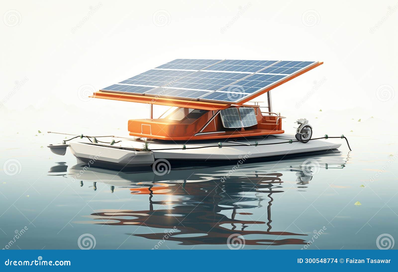 A Solar Boat Lifts on the White Background -Generative Ai Stock Photo ...