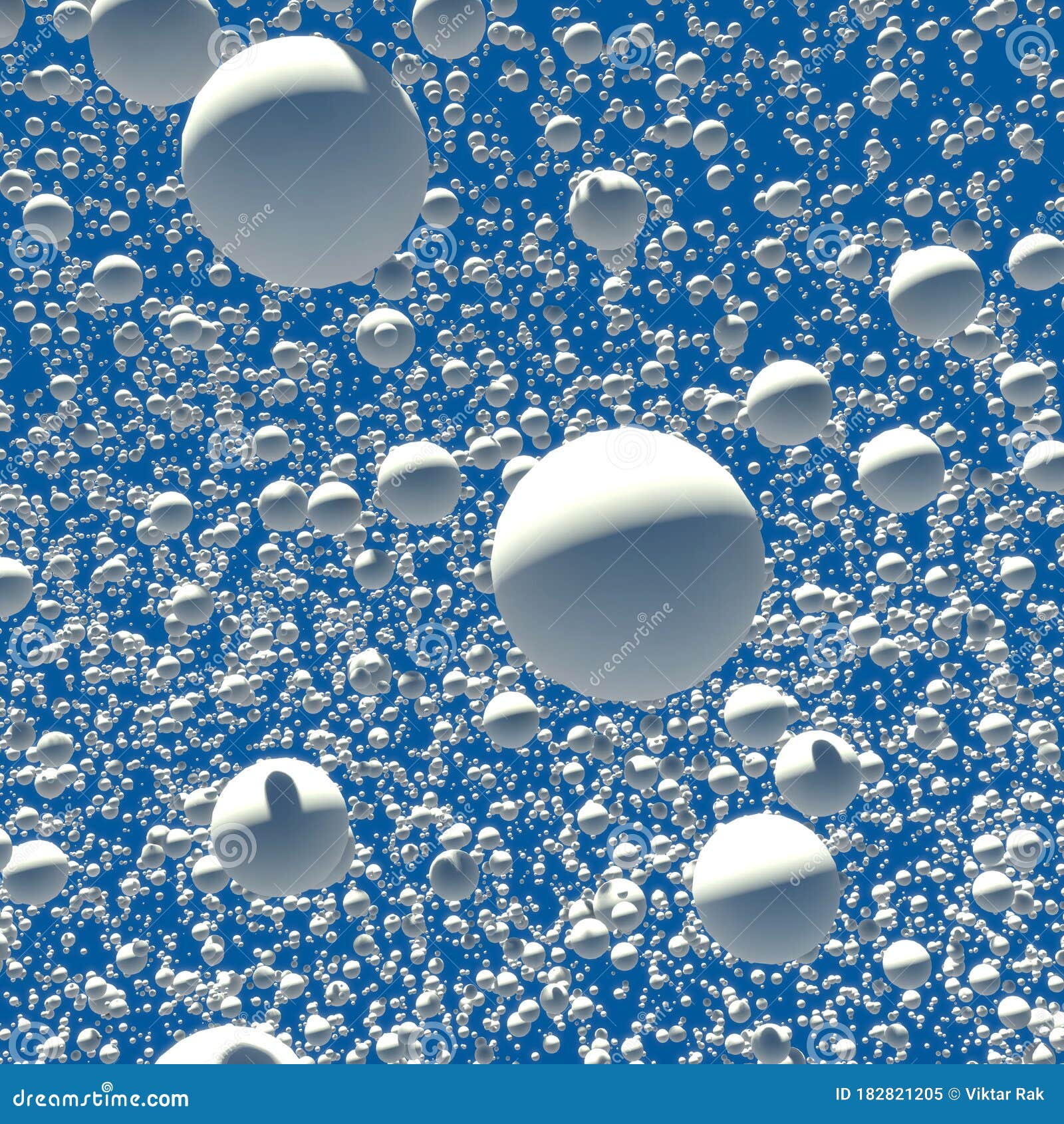 Solar Bubbles. Abstract Background of Many White Spheres on a Flat Blue ...