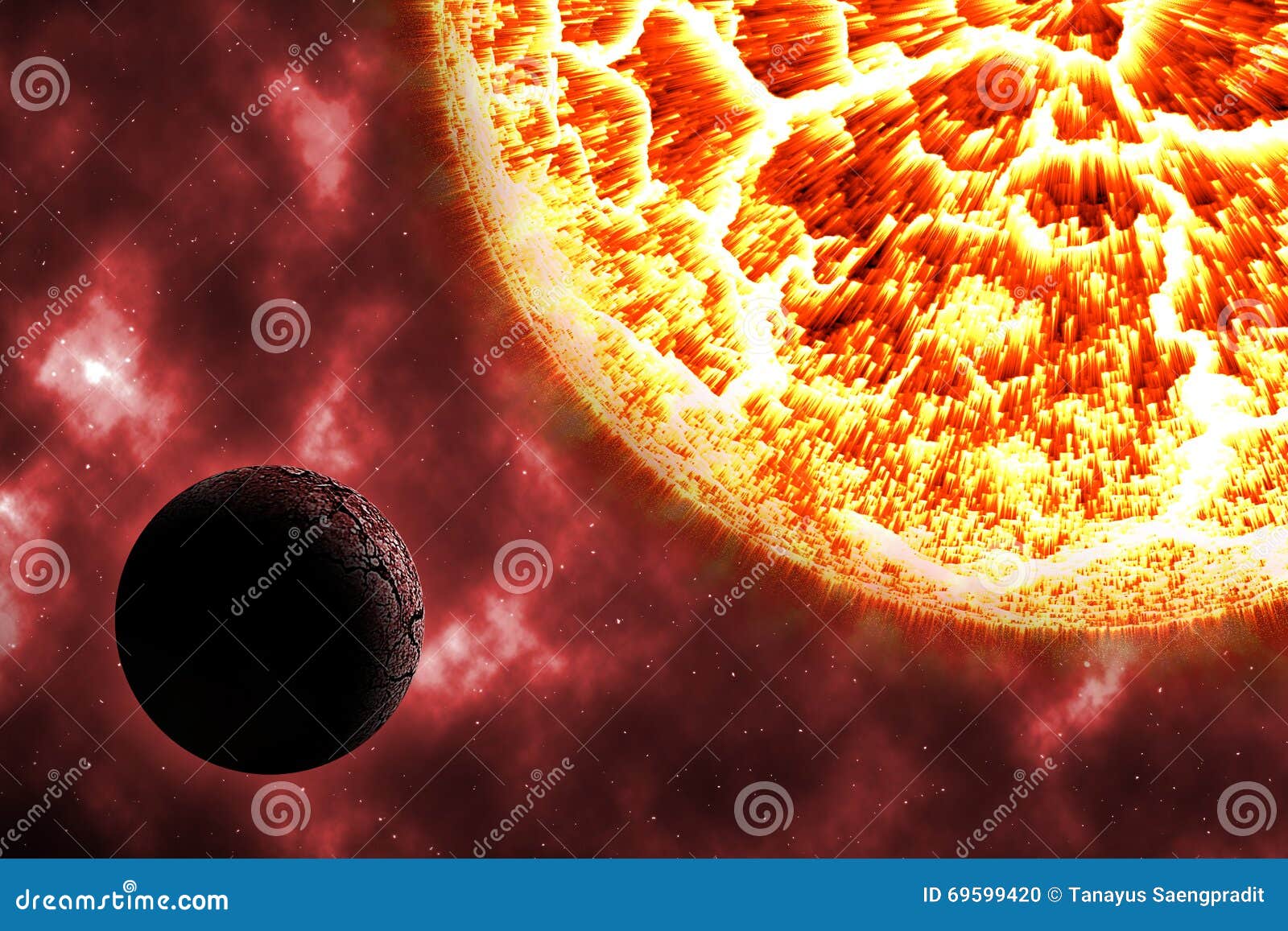 Solar Burn Dead Planet on Cosmos Stock Illustration - Illustration of ...