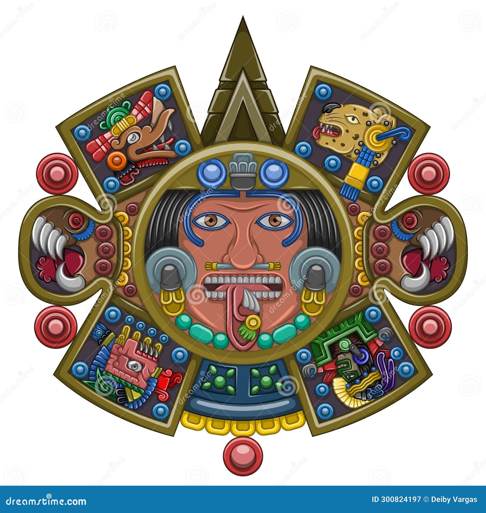 Solar Calendar of the Ancient Aztec Civilization Stock Illustration ...