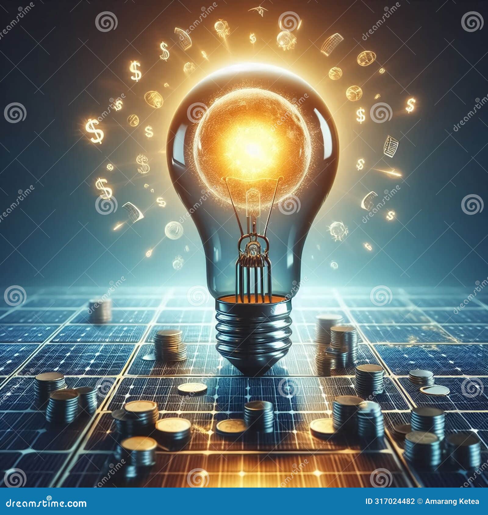 Solar cell bulb stock photo. Image of generation, green - 317024482