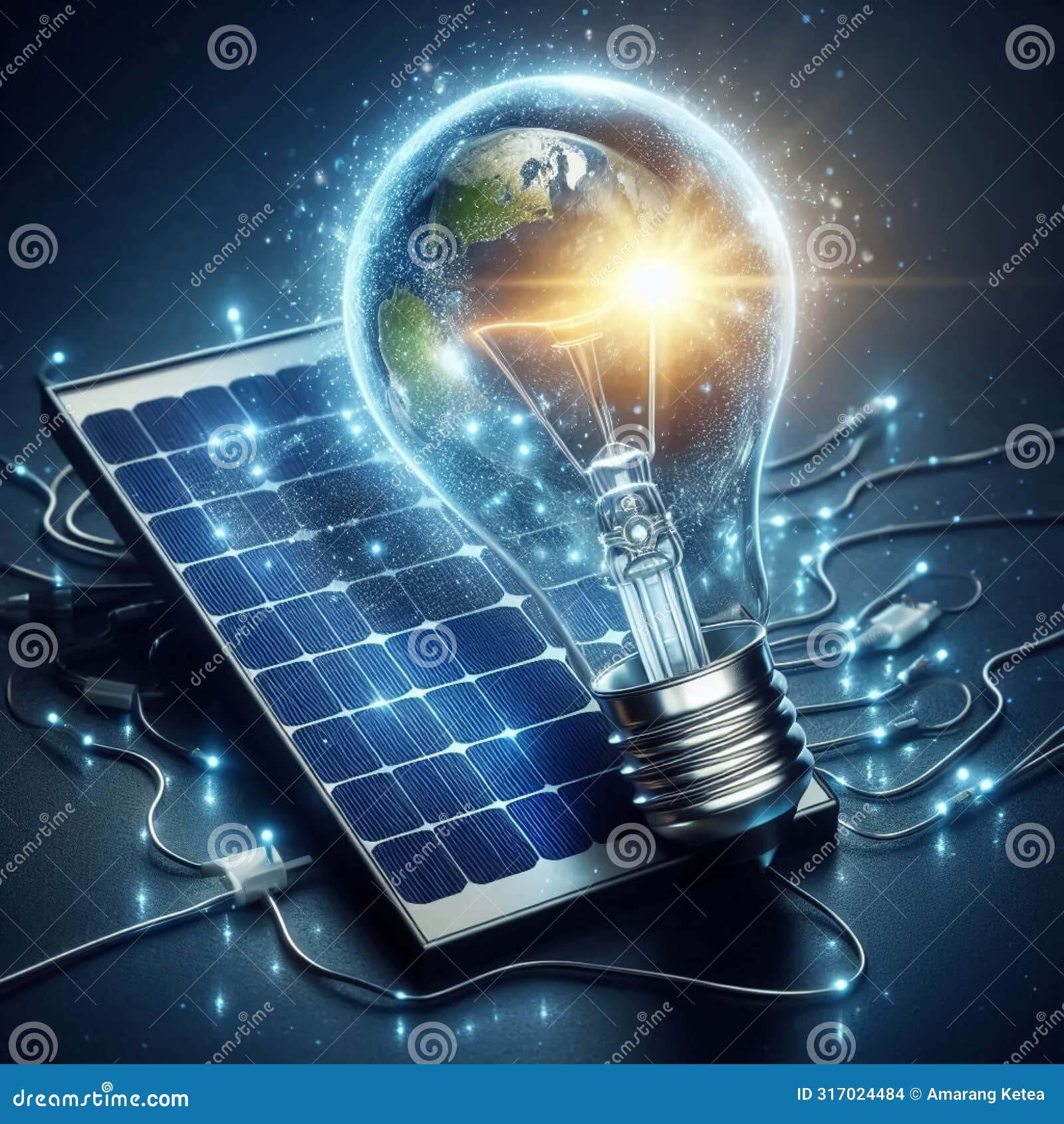 Solar cell bulb stock photo. Image of concept, power - 317024484