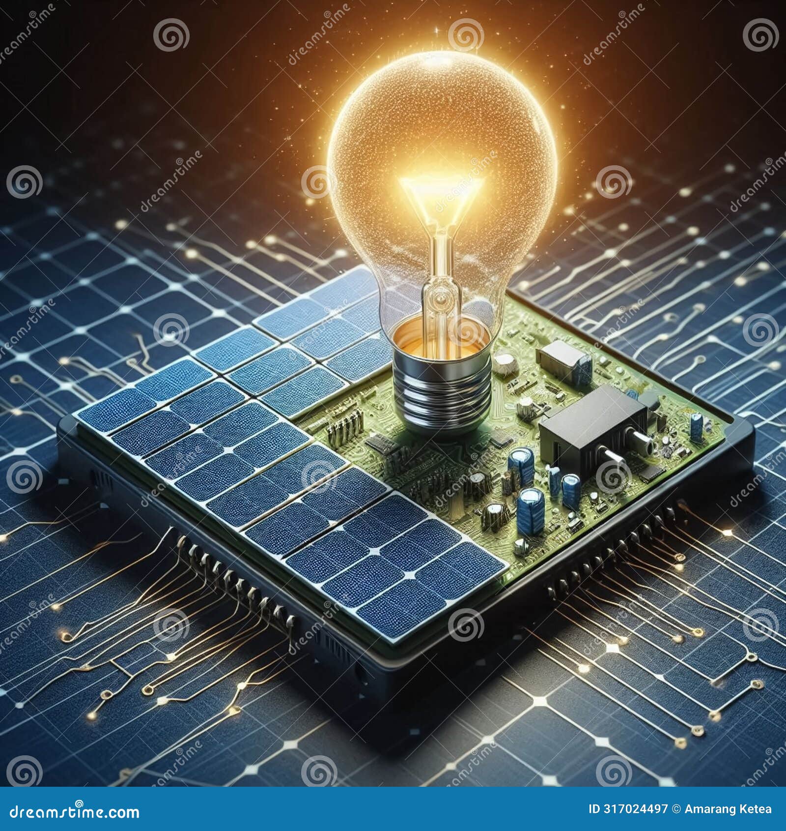 Solar cell bulb stock illustration. Illustration of electricity - 317024497