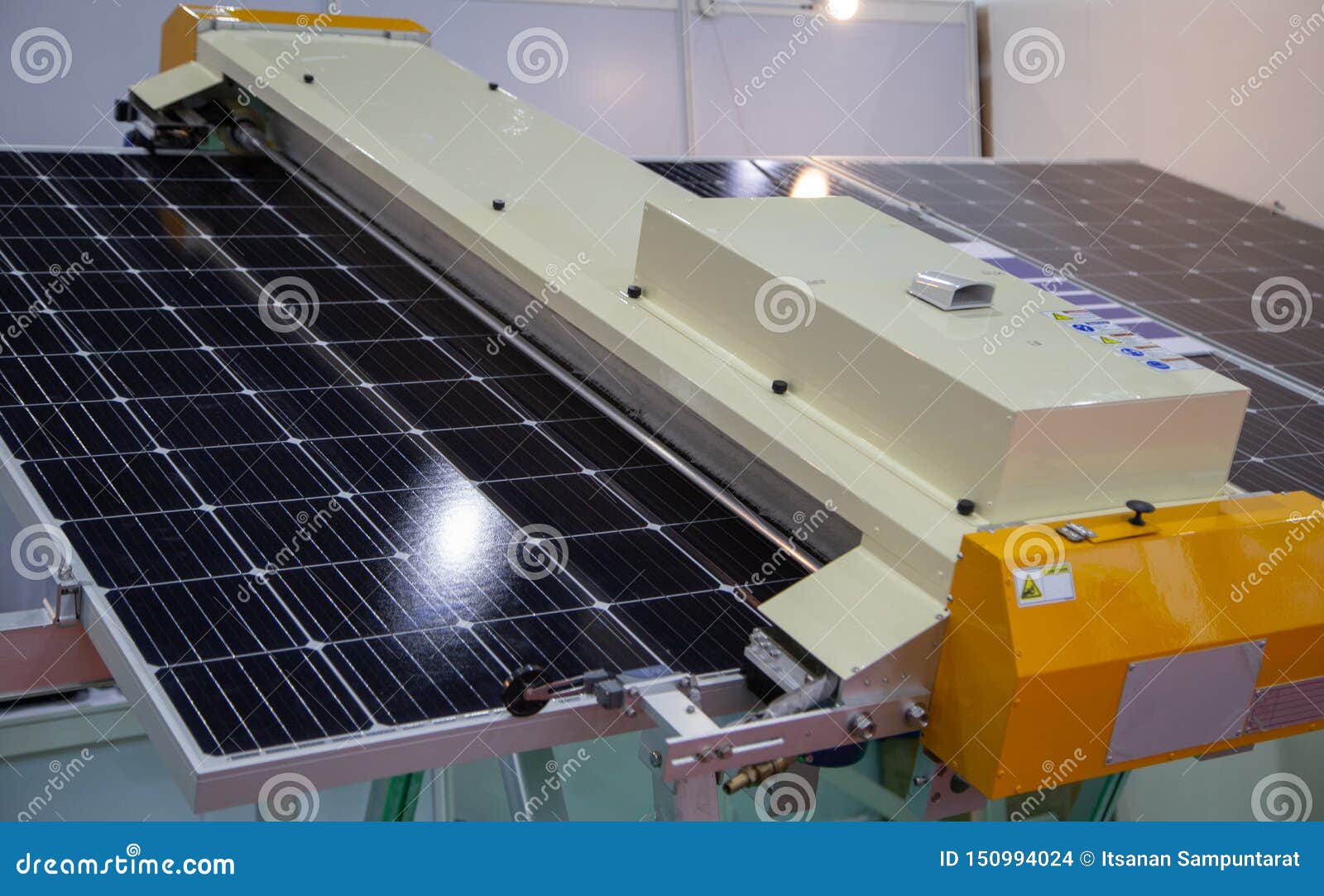 Solar Cell Panel Cleaning Machine Stock Photo - Image of ecology ...