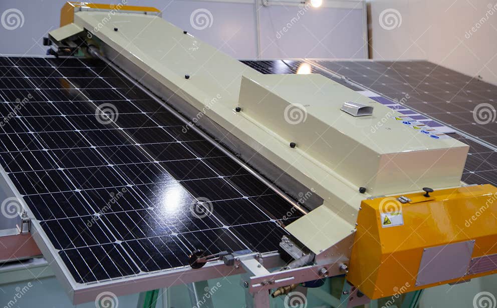 Solar Cell Panel Cleaning Machine Stock Photo - Image of ecology ...