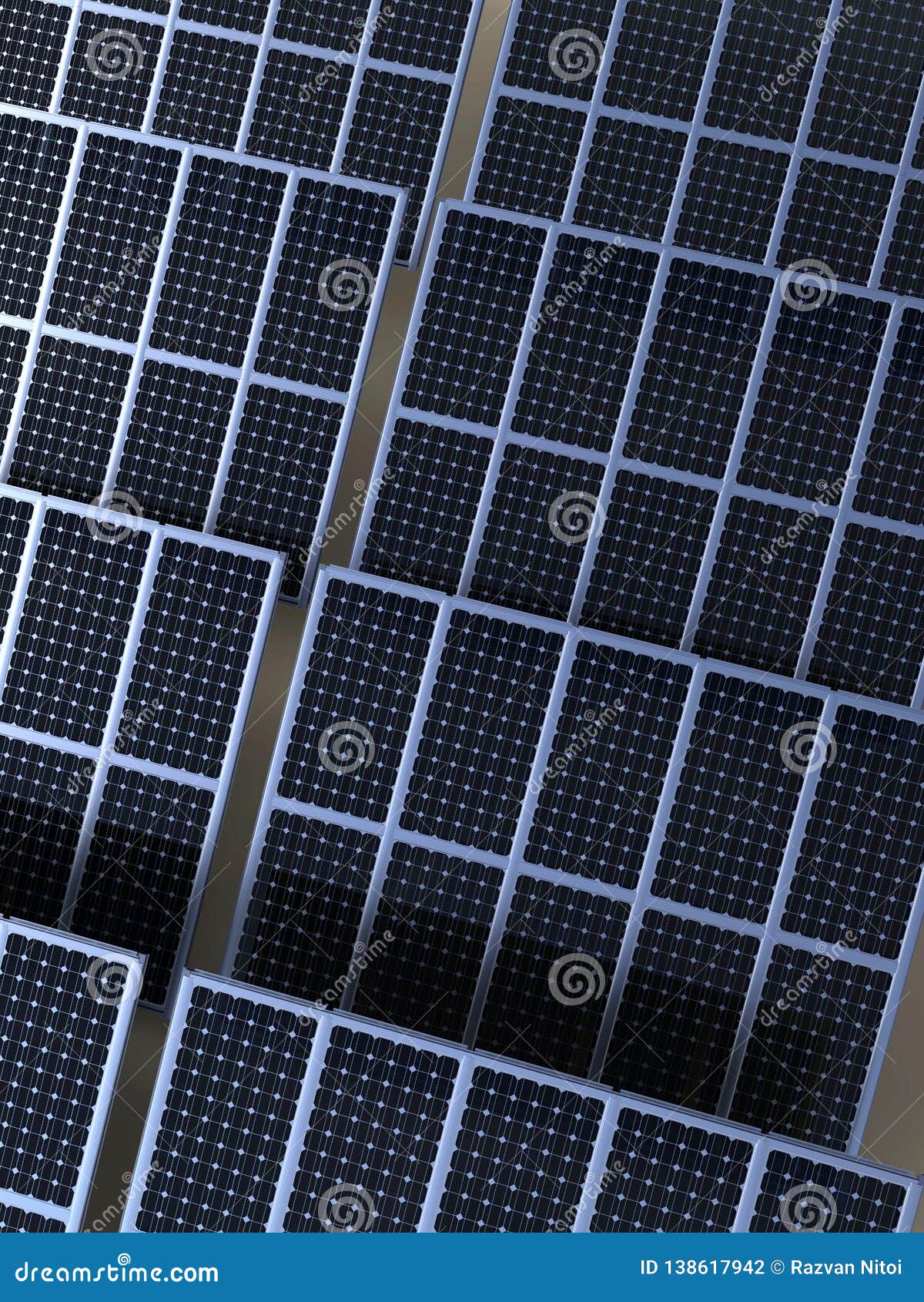 Solar Cell Energy Panels Arranged in Rows, Vertical Stock Illustration ...
