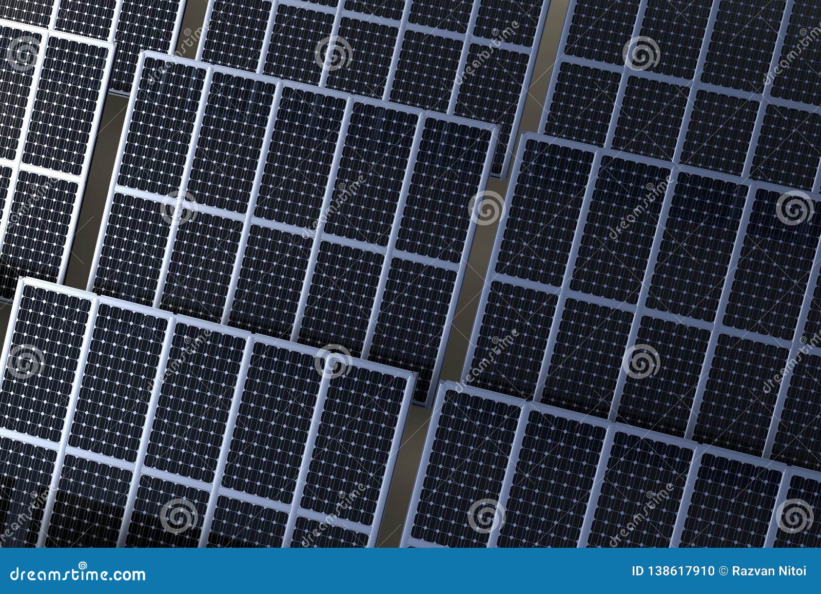 Solar Cell Energy Panels Arranged in Rows Stock Illustration ...