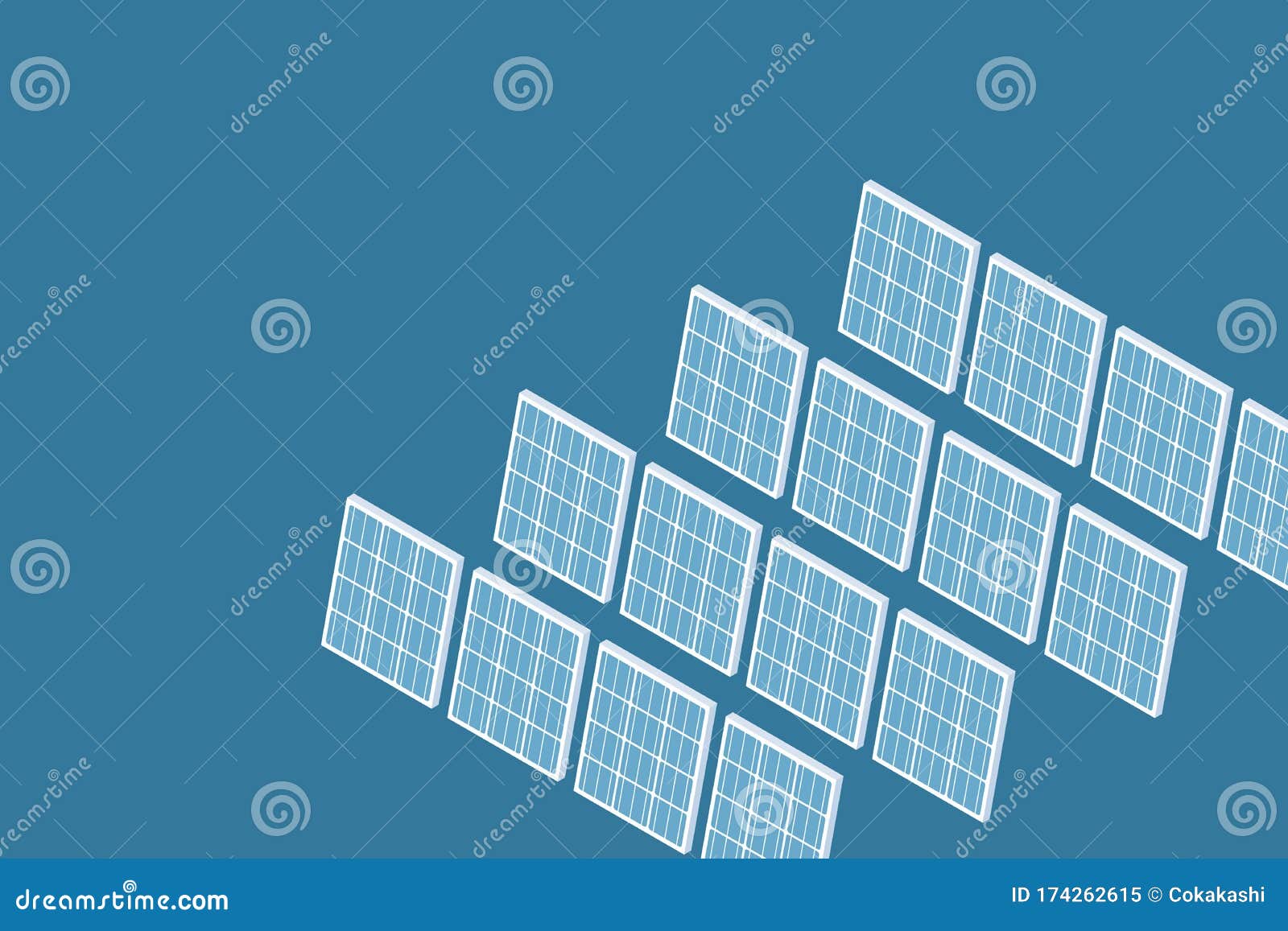 Solar Cell Farm Isometric Illustration, Copy Space Composition. Stock ...