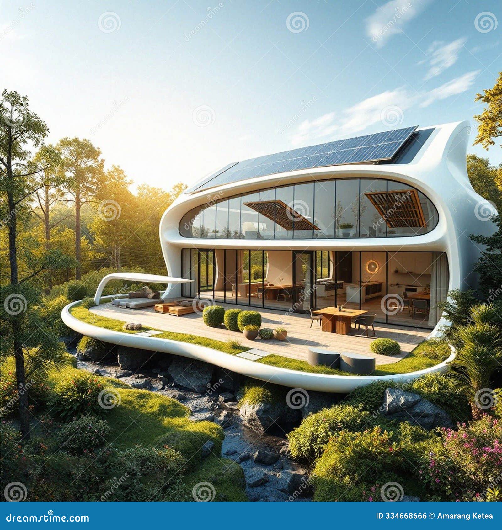 Solar cell house stock illustration. Illustration of landscape - 334668666