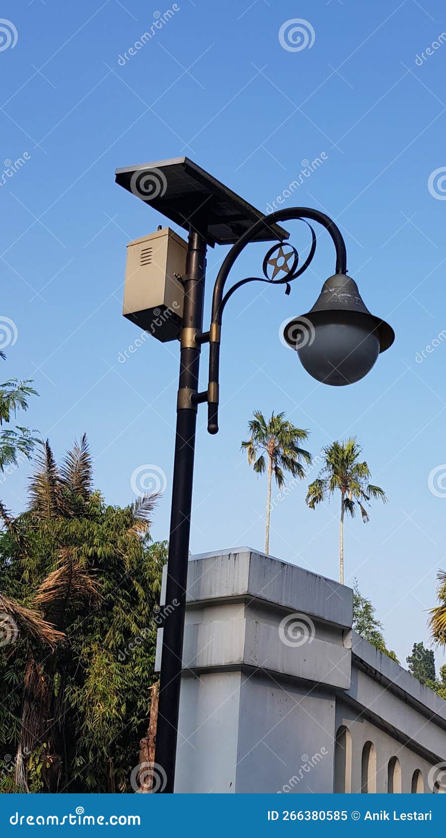 Solar cell lamp post stock image. Image of lamp, post - 266380585