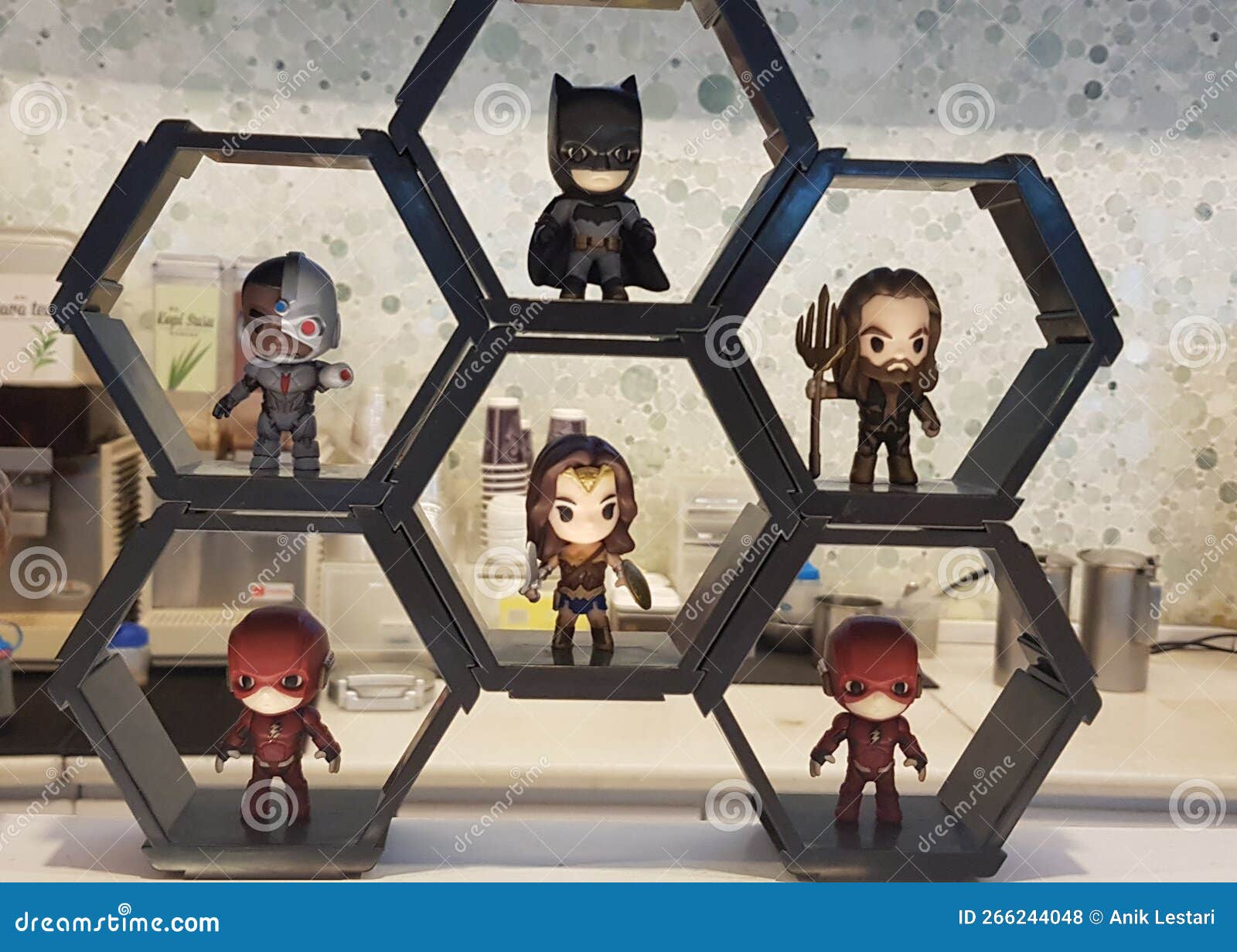 Mini Figurine Hexagonal Display Stock Photo - Image of table, hero ...