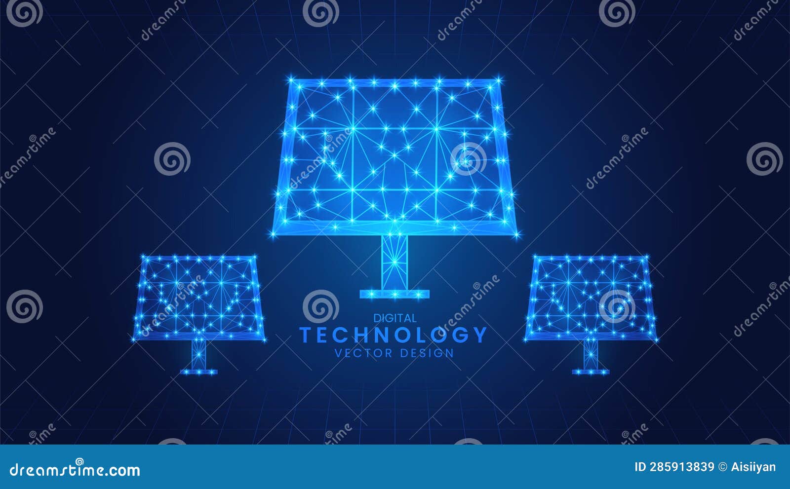 Solar Cell Panel Frame. Wireframe Low Poly Concept Stock Vector ...