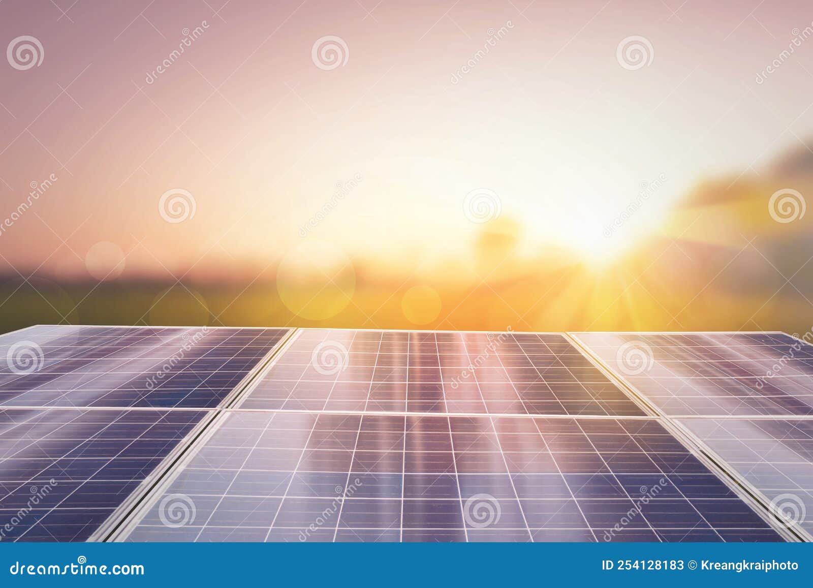 Solar Cell Panel and Sunrise Stock Image - Image of sunny, electrical ...