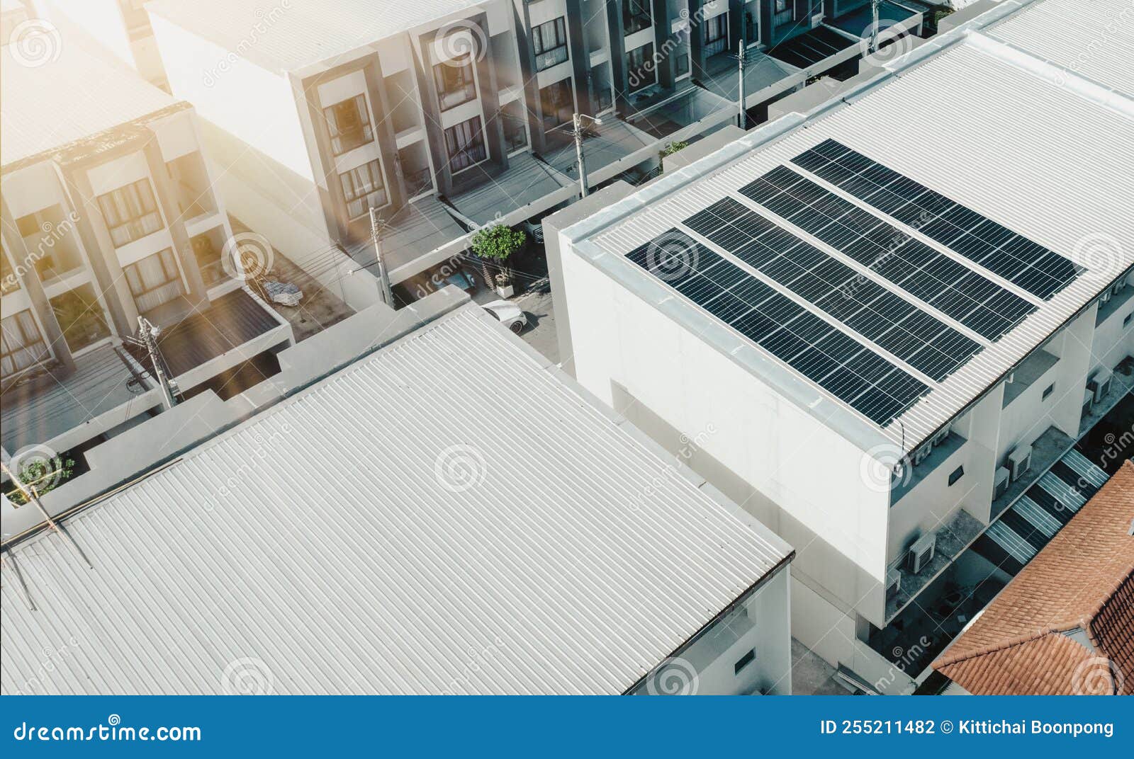 Solar Cell Panels on Rooftop of House, Save Energy Concept Stock Photo ...