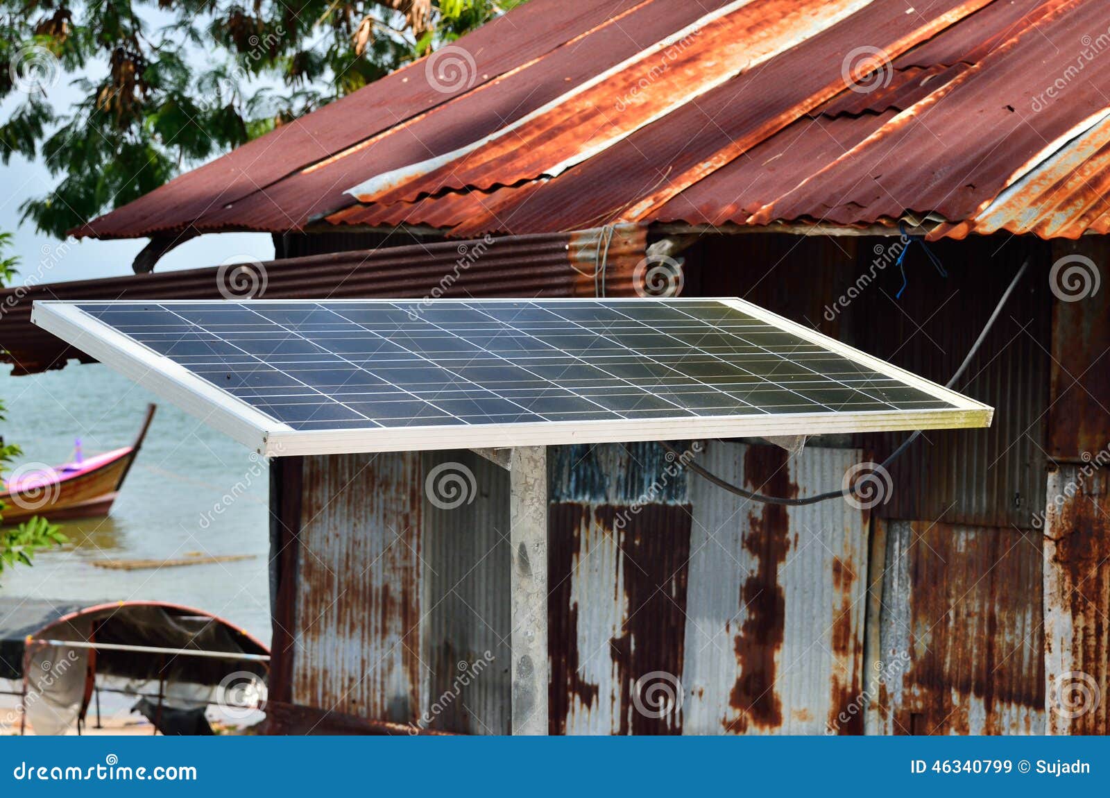 Solar Cell Panels in Village Stock Image - Image of power, solution ...