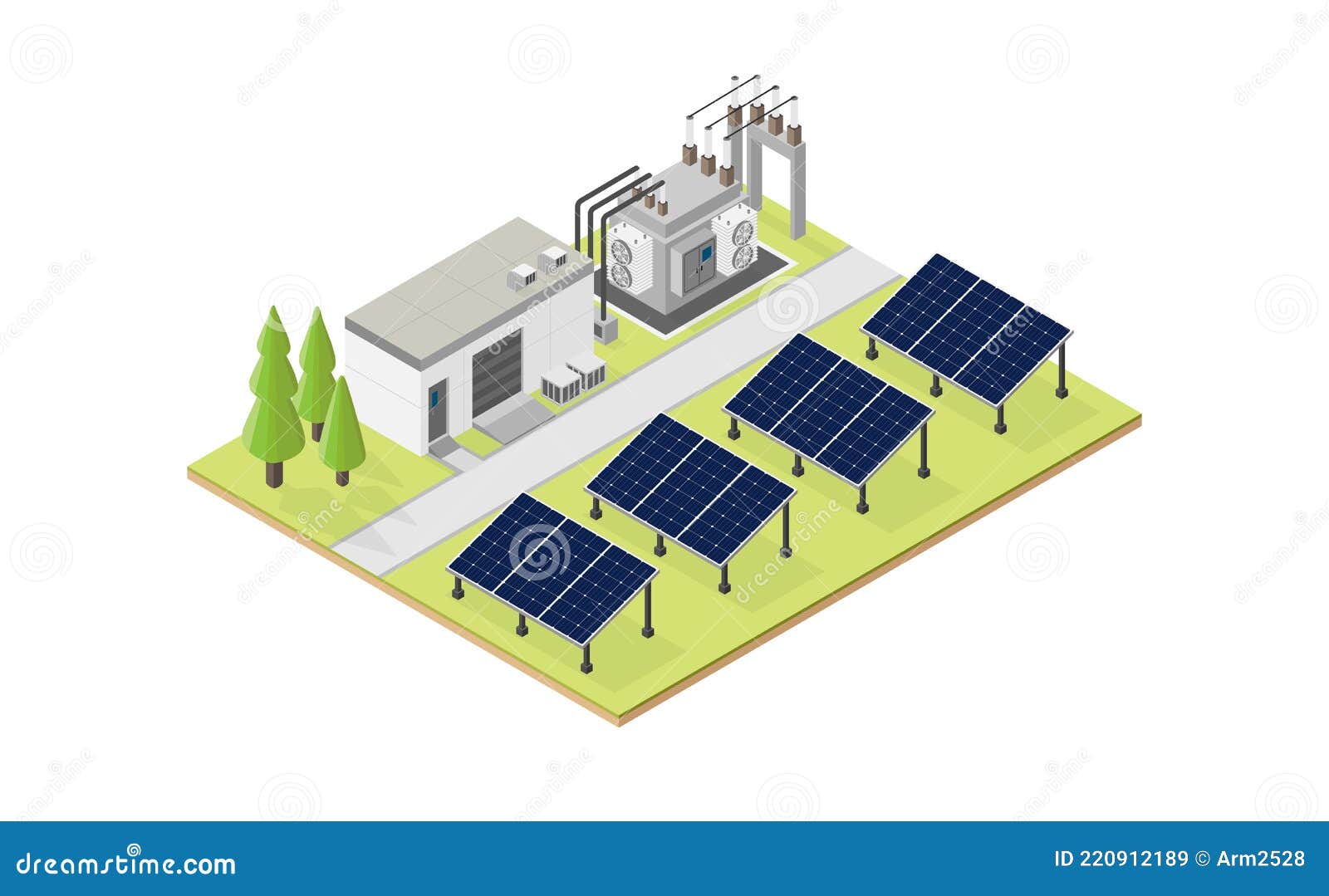 Solar Cell Power Plant in Isometric Graphic Stock Vector - Illustration ...