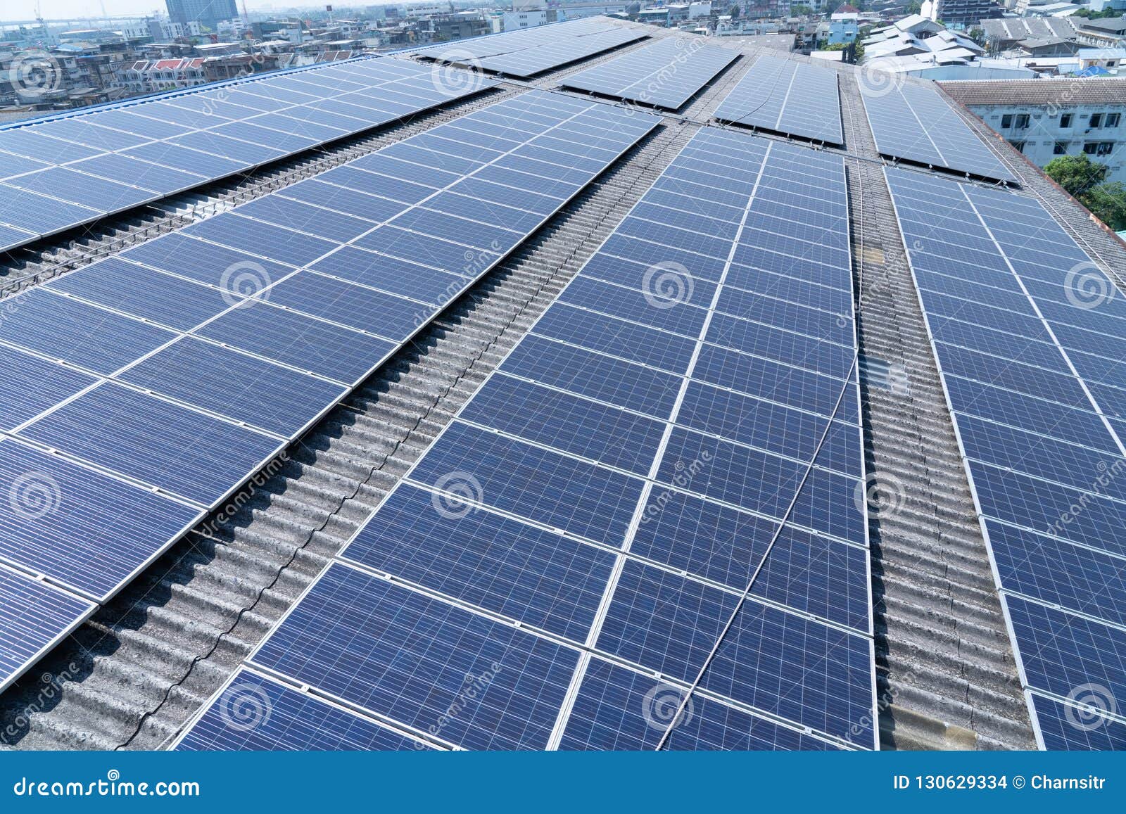 Solar cell on the roof stock photo. Image of electric - 130629334