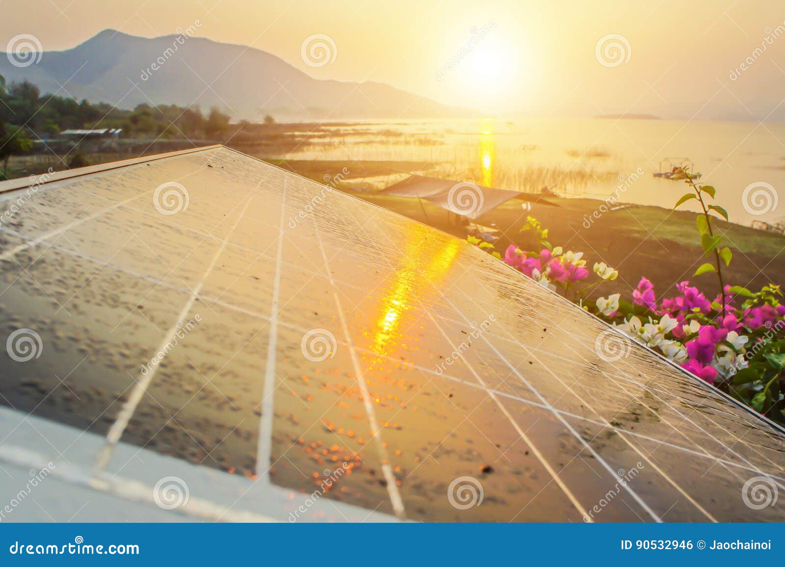 Solar cell with sun light stock photo. Image of nature - 90532946
