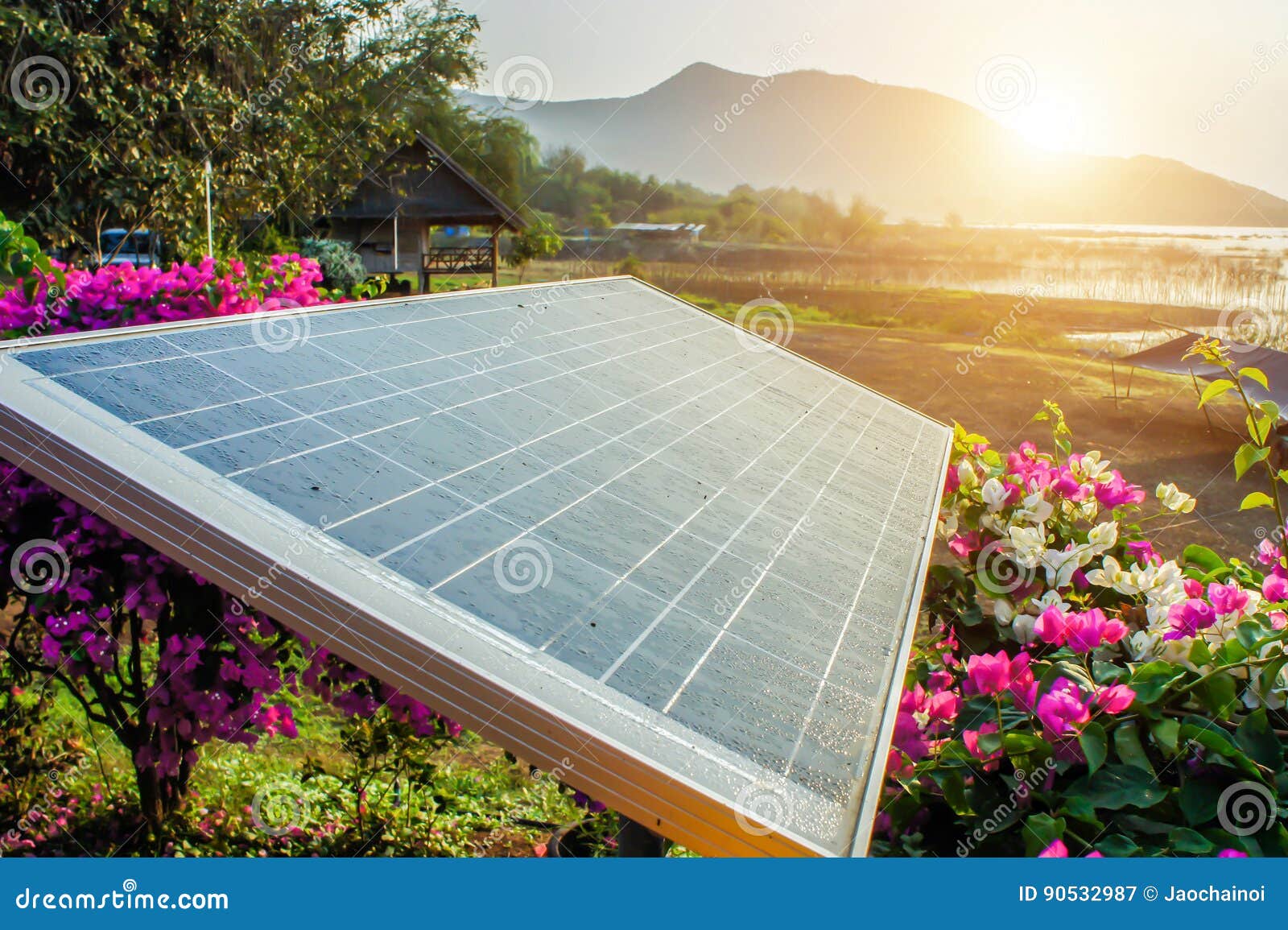 Solar cell with sun light stock image. Image of durable - 90532987